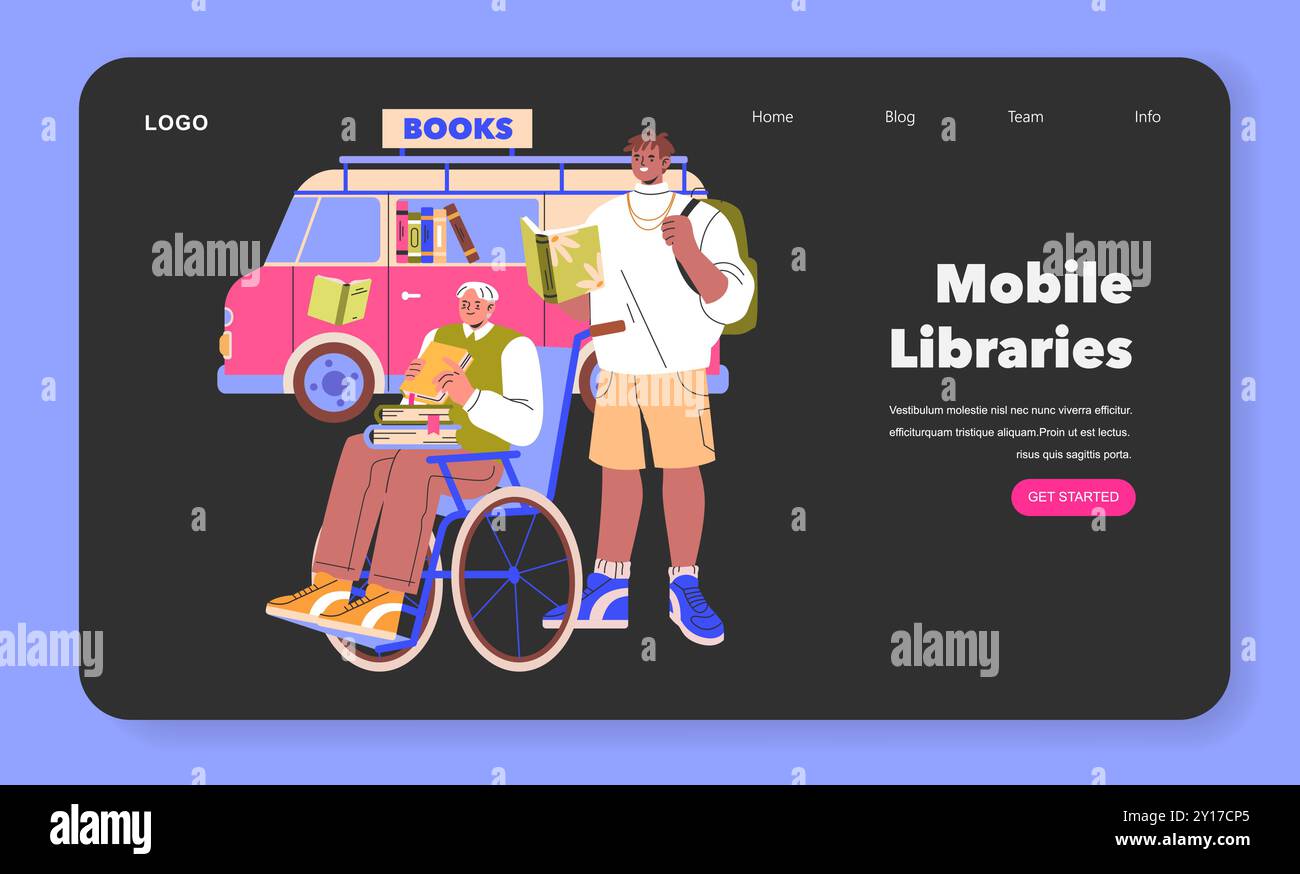 Knowledge for All concept. Illustration shows a diverse duo enjoying a ...