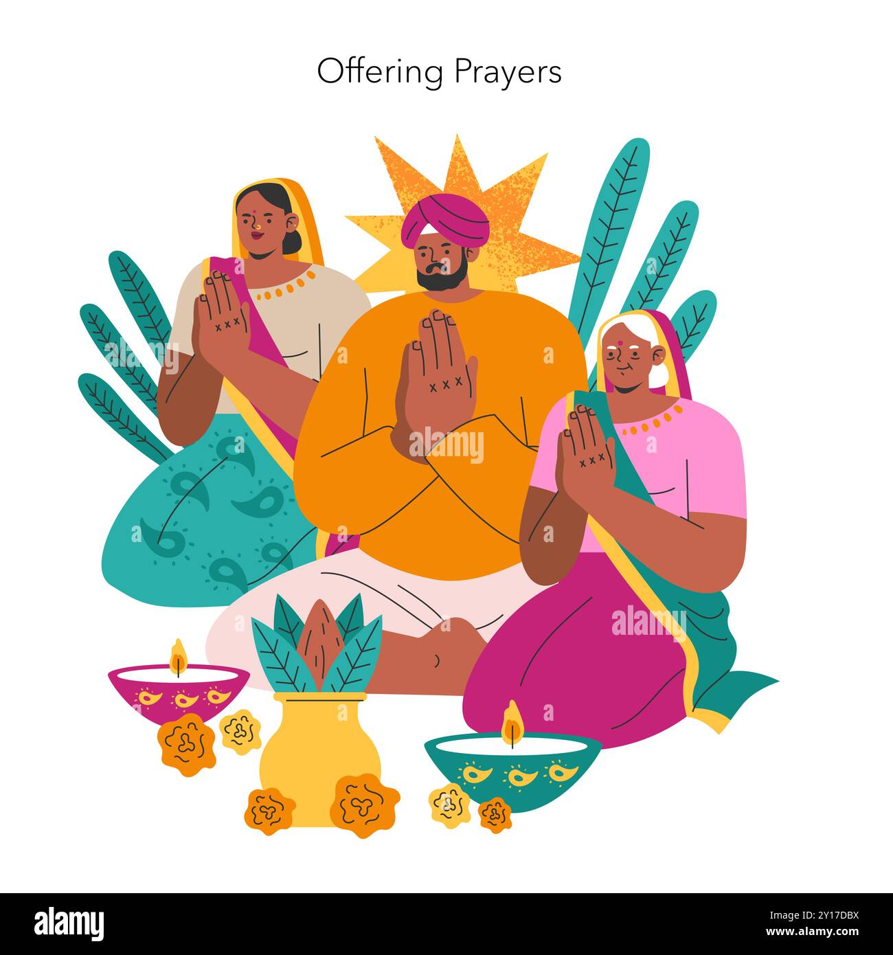 Navaratri celebration concept. Devotees offering prayers during the ...