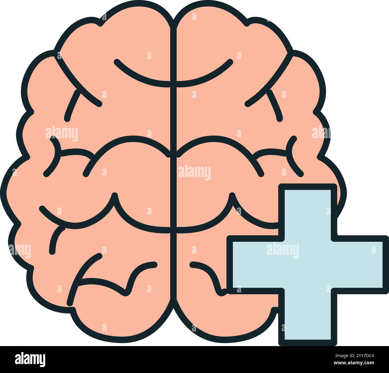 Human brain improving with plus sign symbol for positive thinking Stock ...