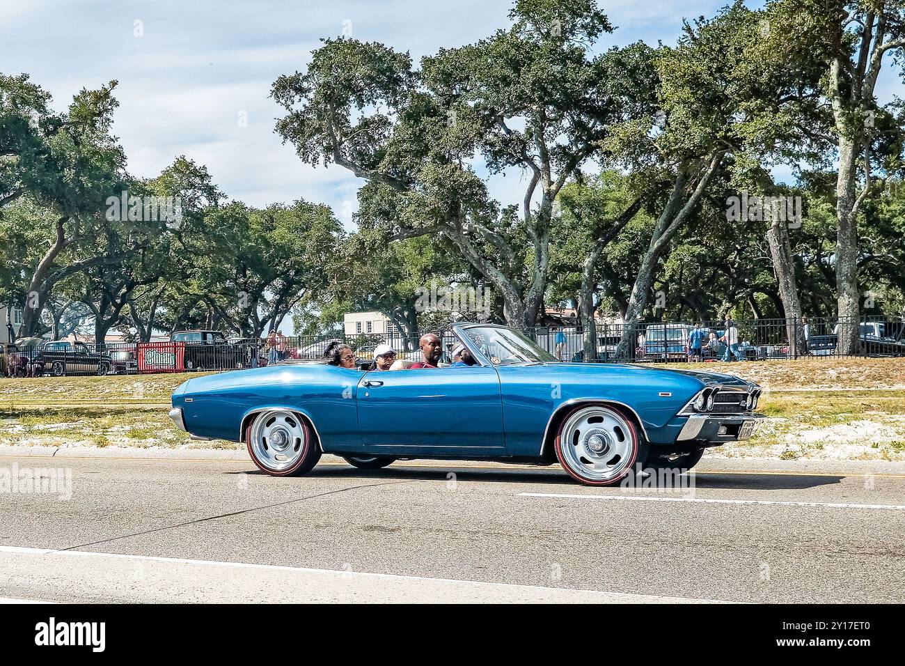 Gulfport, MS - October 07, 2023: Wide angle side view of a 1969 ...