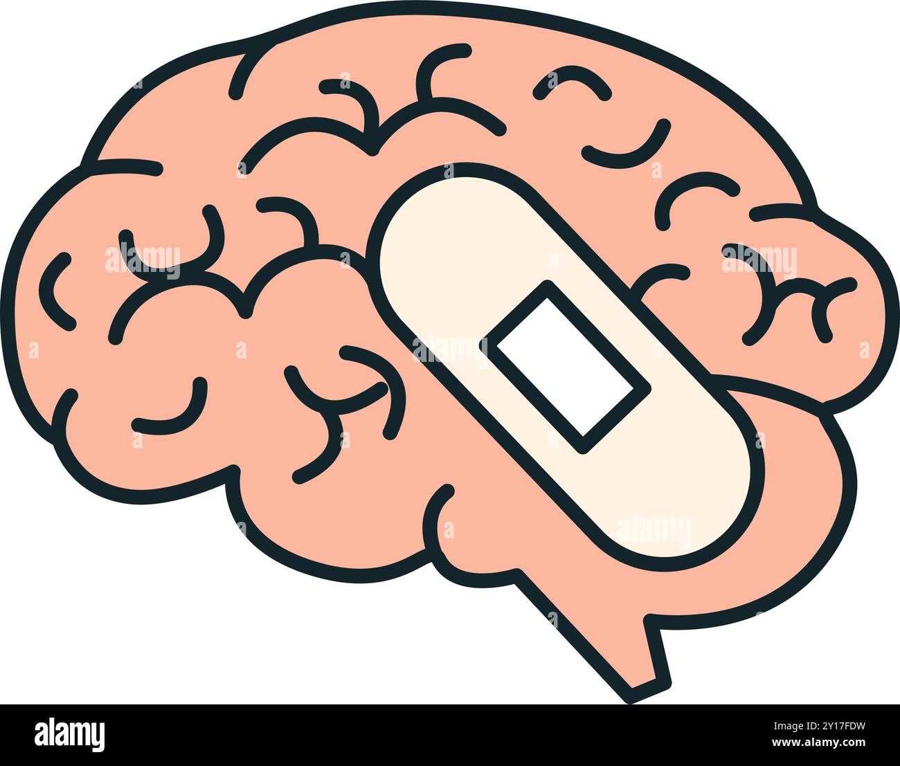 Human brain getting fixed with a band aid representing mental health ...