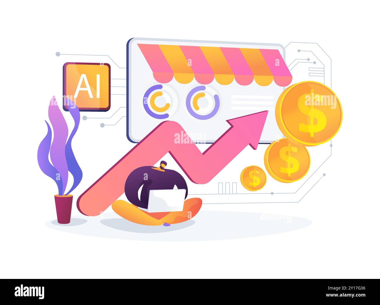 Ai Improved Sales Forecasting Abstract Concept Vector Illustration