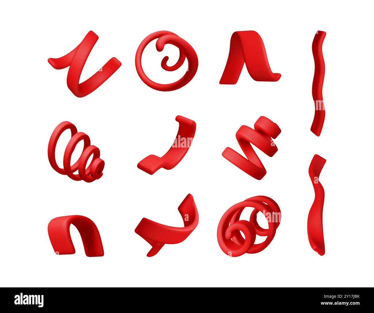 3d set of spiral confetti isolated on white Stock Vector Image & Art ...