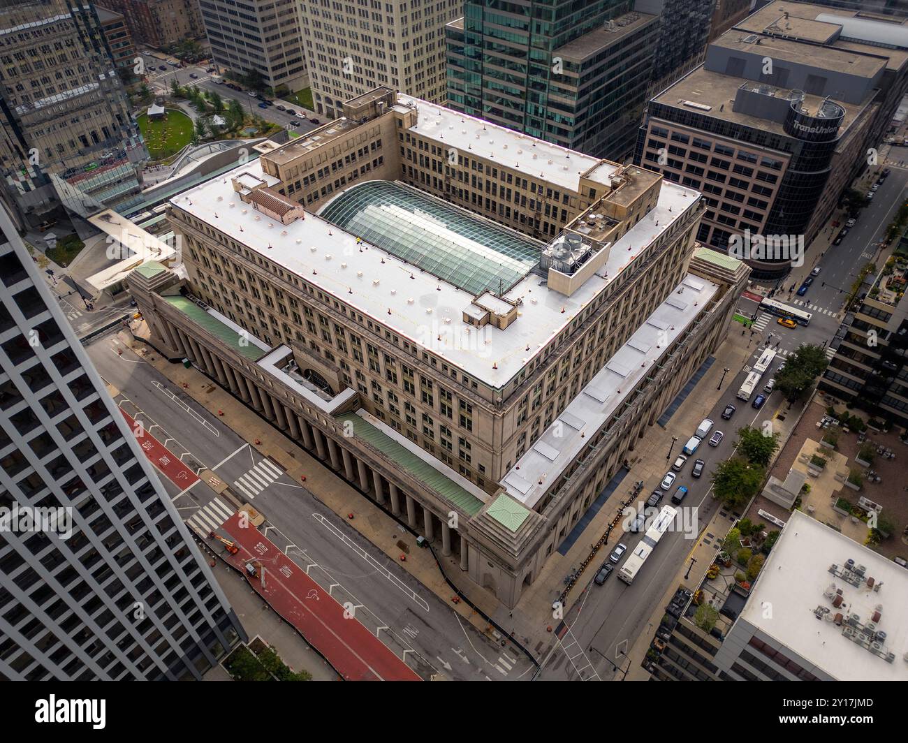 Aerial photograph of Union Station in downtown Chicago, Illinois, USA ...