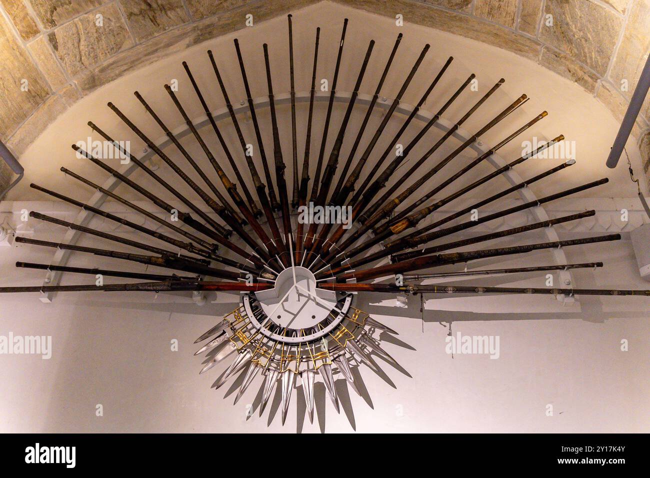 ancient hand weapons used for war fighting at indoor Stock Photo - Alamy