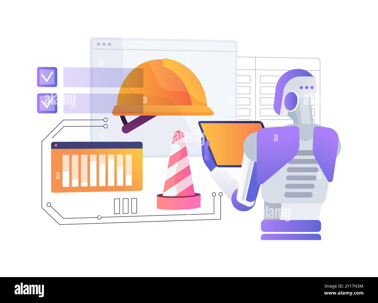 AI-Supported Workforce Safety abstract concept vector illustration ...