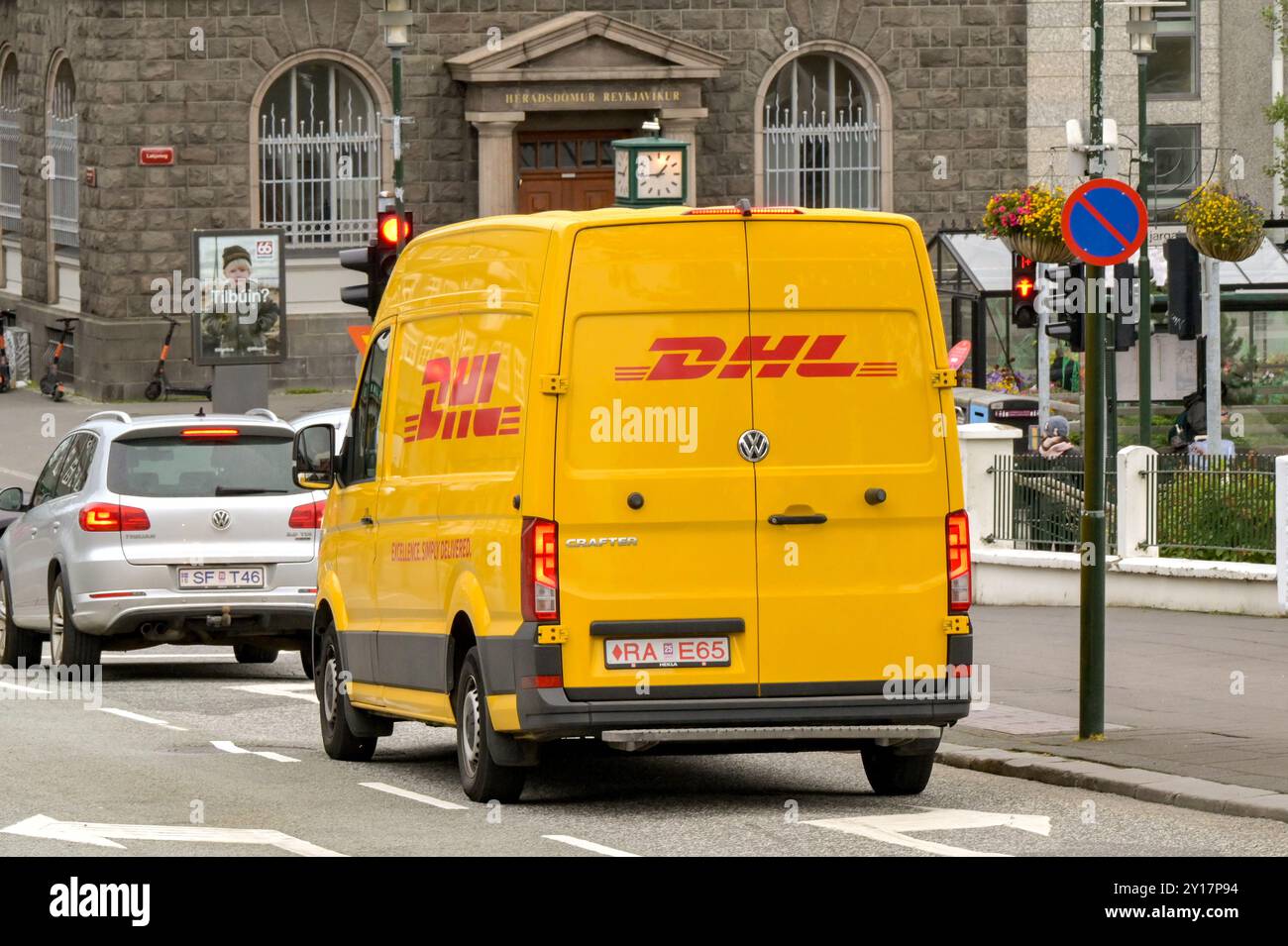 Reykjavik, Iceland - 1 September 2024: DHL delivery van driving on a ...