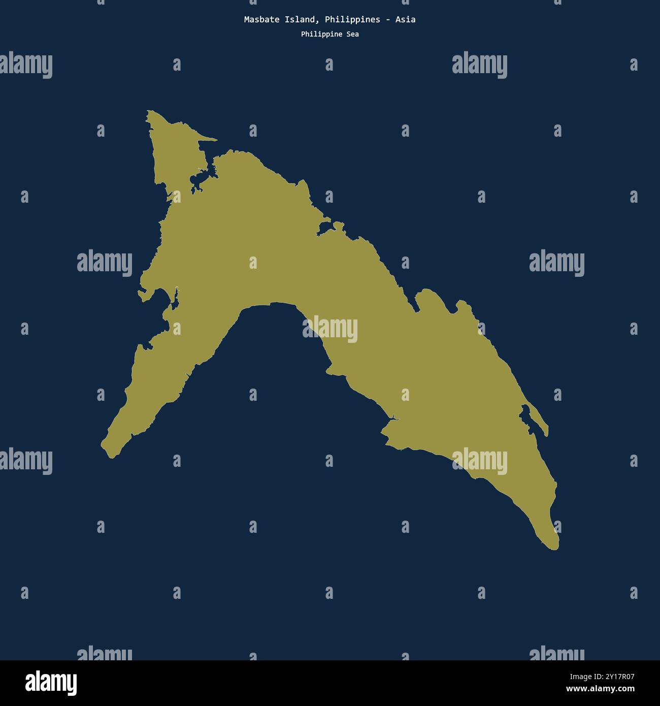 Shape of Masbate Island in the Philippine Sea, belonging to Philippines ...