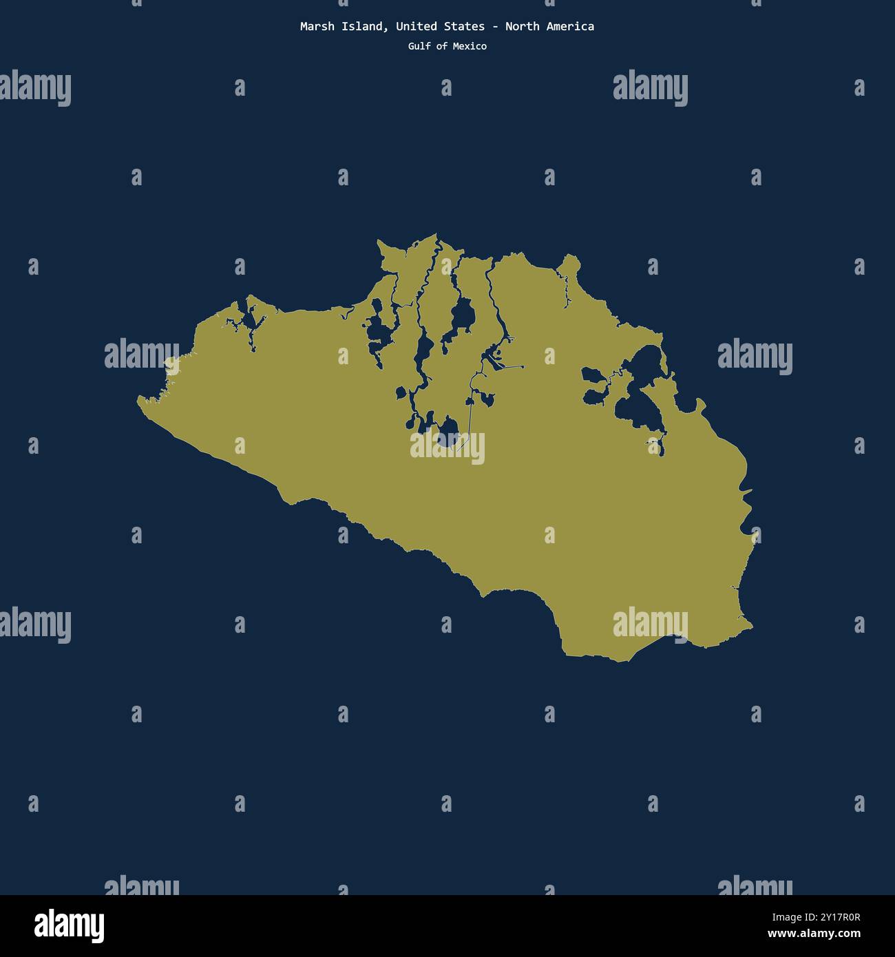 Shape of Marsh Island in the Gulf of Mexico, belonging to United States ...