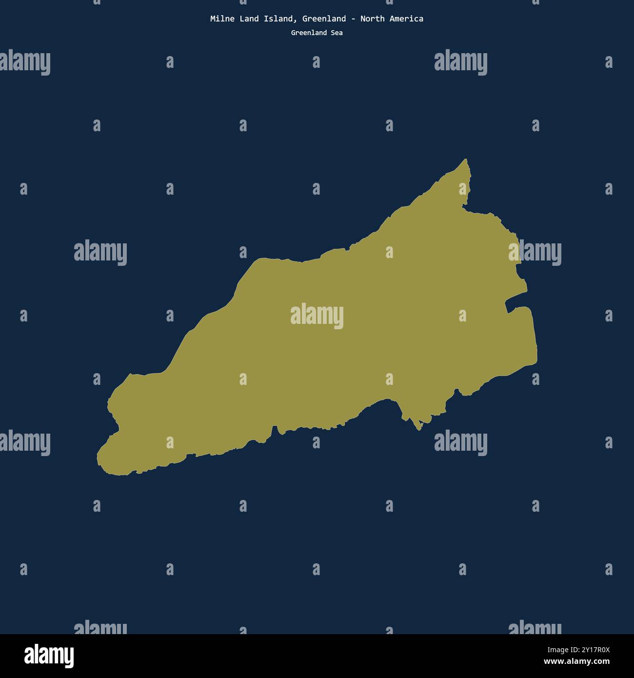 Shape of Milne Land Island in the Greenland Sea, belonging to Greenland ...