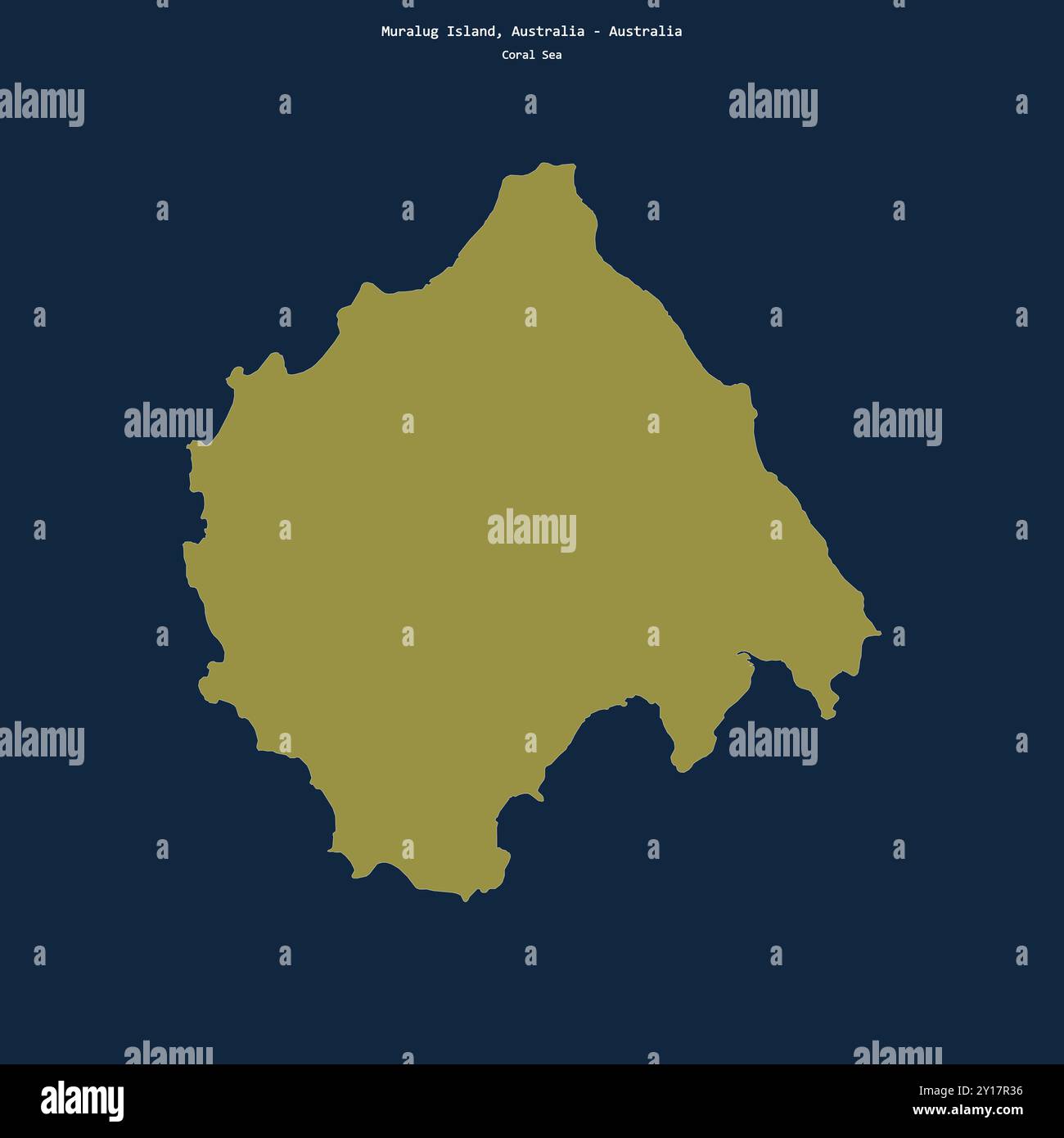 Shape of Muralug Island in the Coral Sea, belonging to Australia Stock ...
