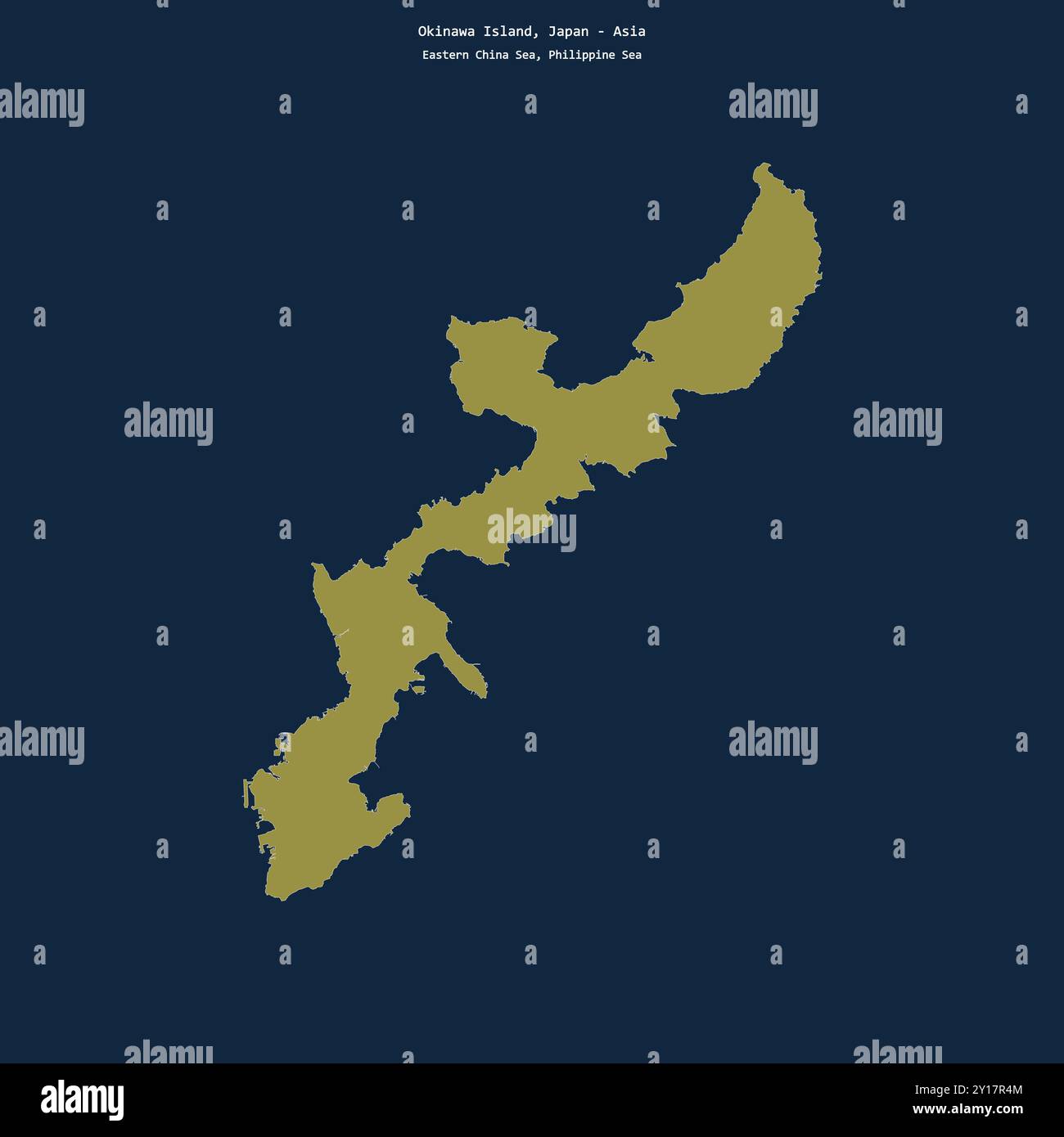 Shape of Okinawa Island in the Philippine Sea, belonging to Japan Stock ...