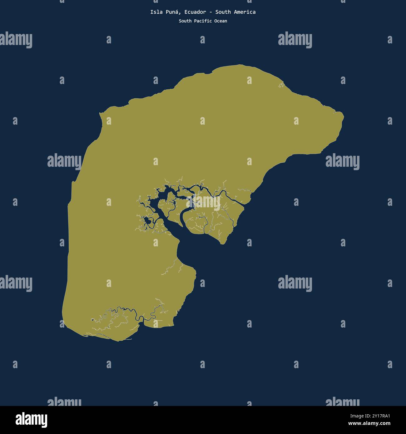 Shape of Isla Puna in the South Pacific Ocean, belonging to Ecuador ...