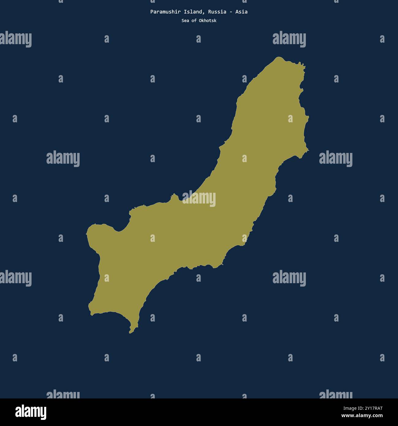Shape of Paramushir Island in the Sea of Okhotsk, belonging to Russia ...