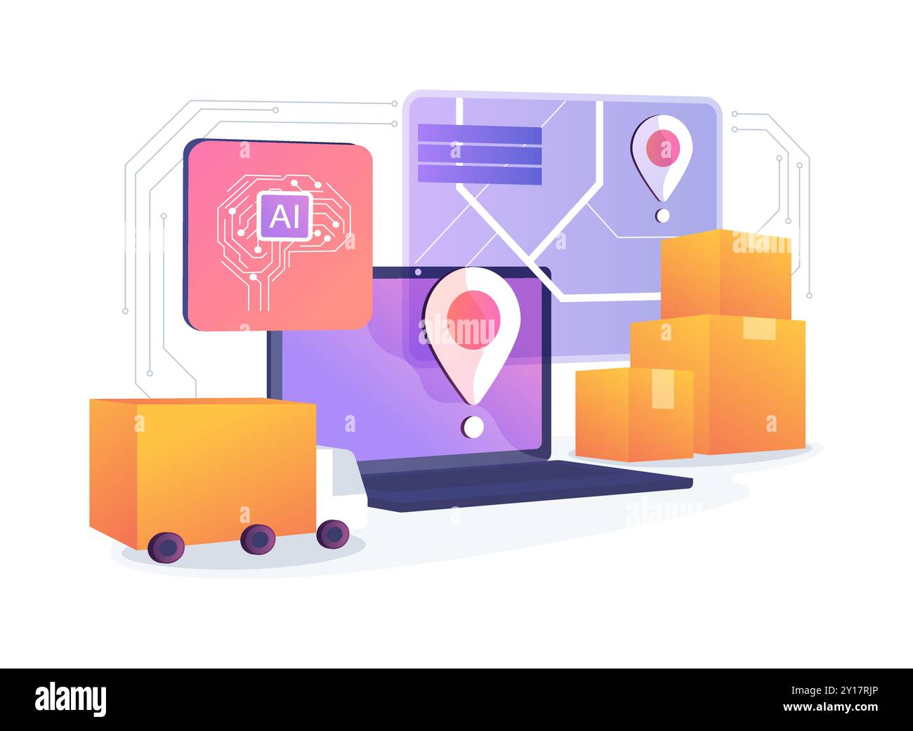 AI-Backed Shipping and Delivery Optimization abstract concept vector ...