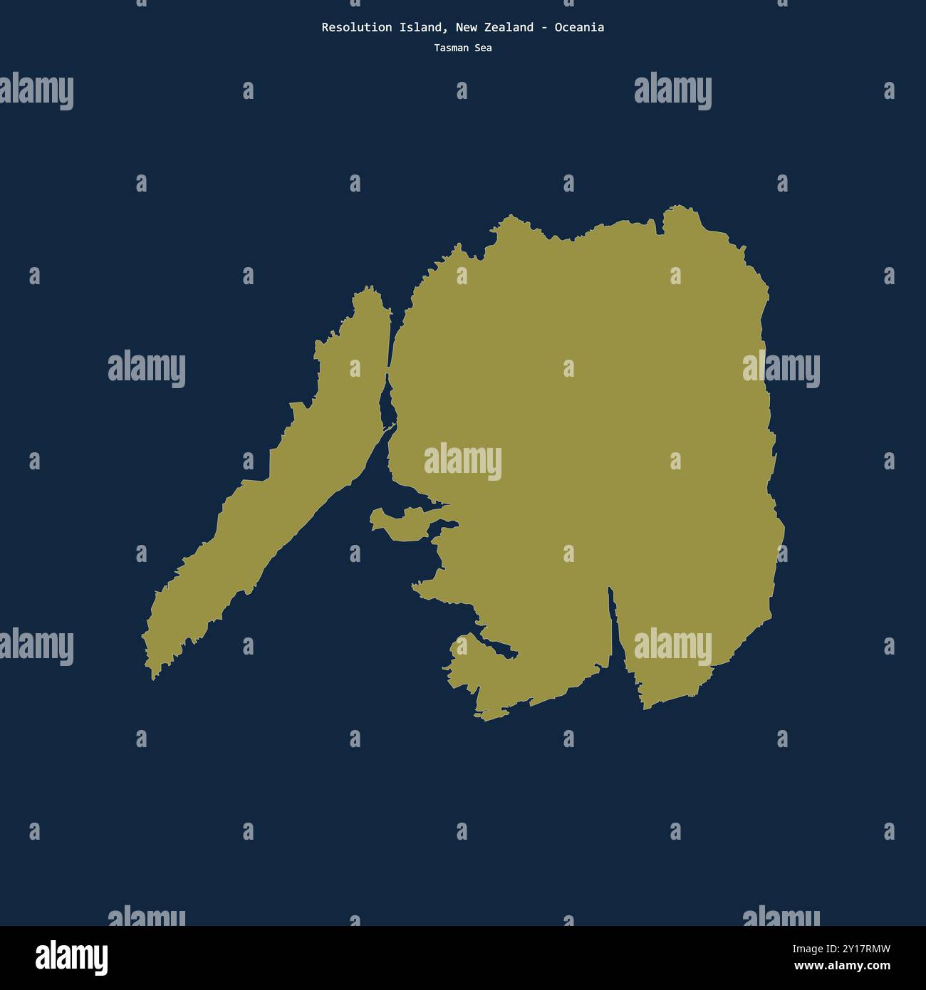 Shape of Resolution Island in the Tasman Sea, belonging to New Zealand ...