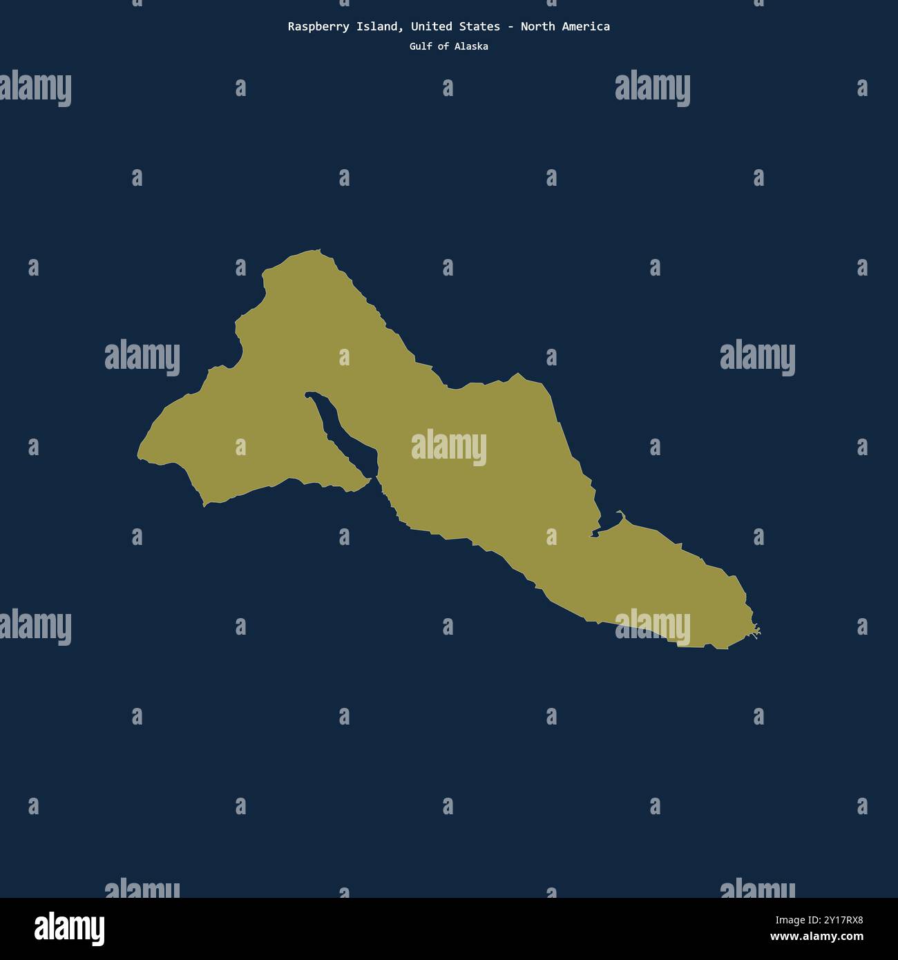 Shape of Raspberry Island in the Gulf of Alaska, belonging to United ...