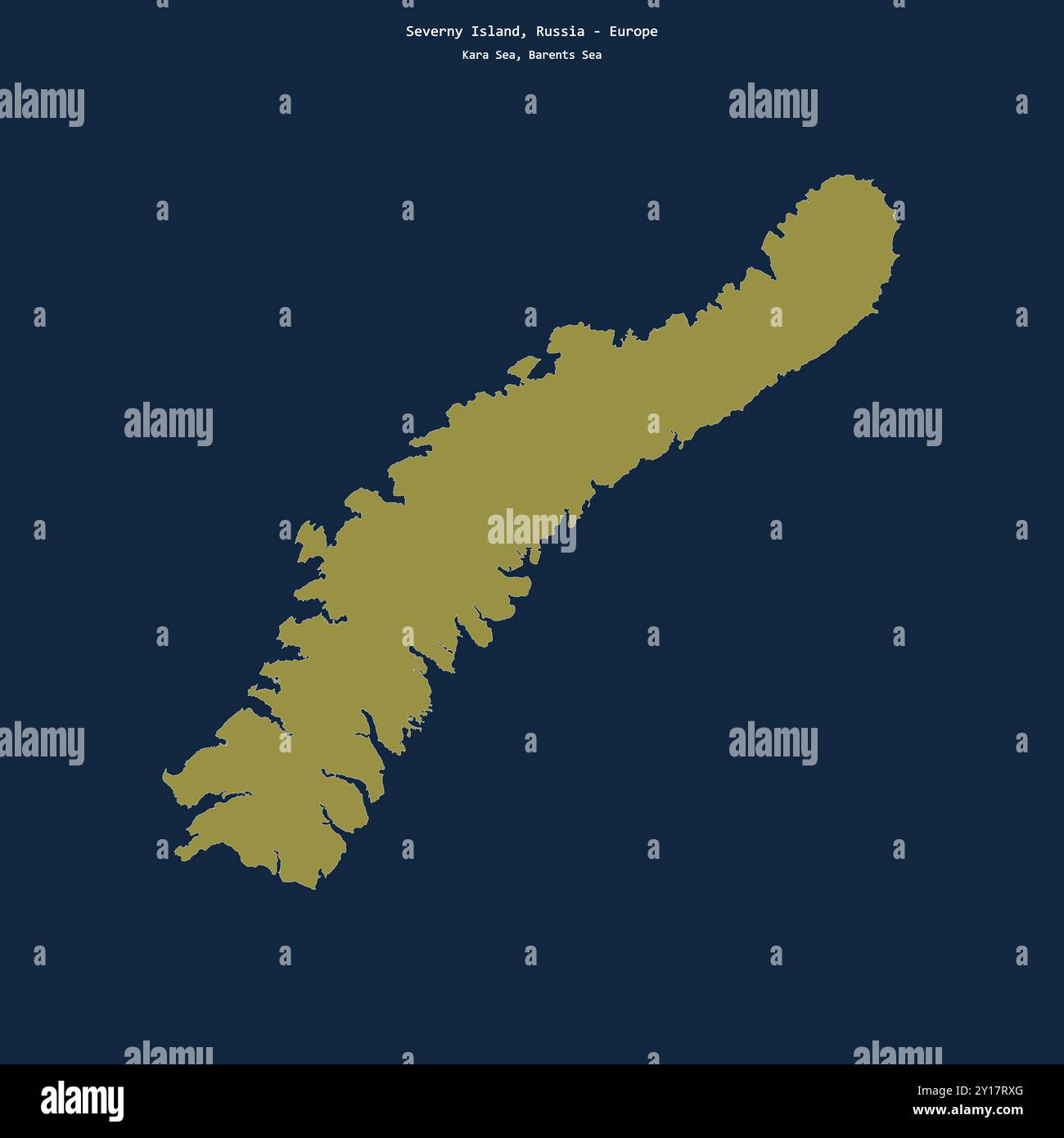 Shape of Severny Island in the Kara Sea, belonging to Russia Stock ...
