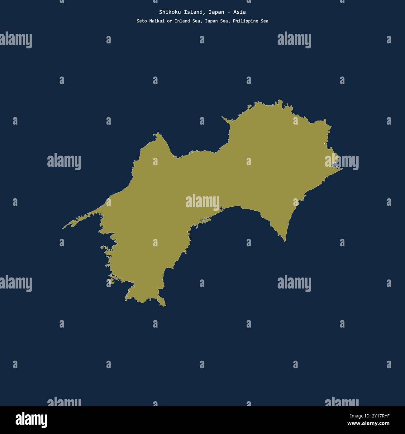 Shape of Shikoku Island in the Japan Sea, belonging to Japan Stock ...
