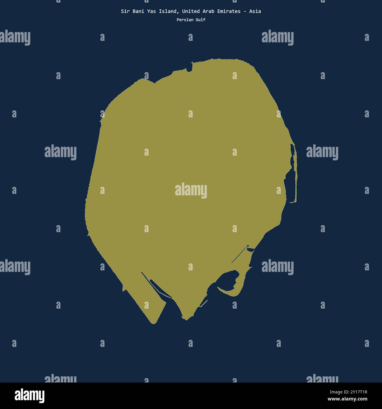 Shape of Sir Bani Yas Island in the Persian Gulf, belonging to United ...