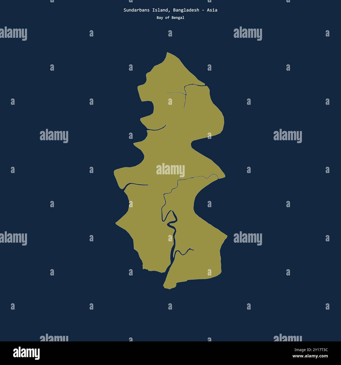 Shape of Sundarbans Island in the Bay of Bengal, belonging to ...