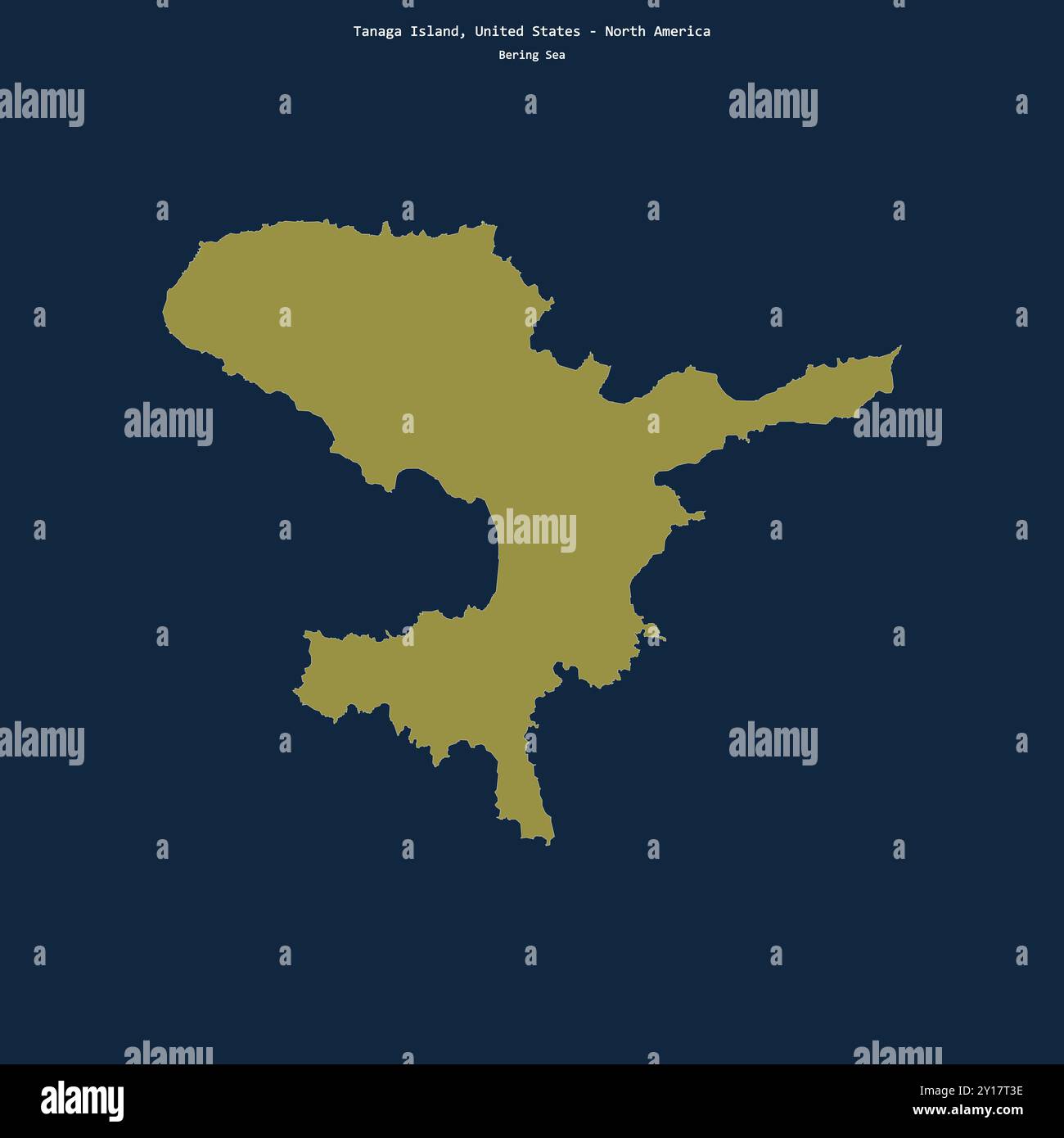 Shape of Tanaga Island in the Bering Sea, belonging to United States ...