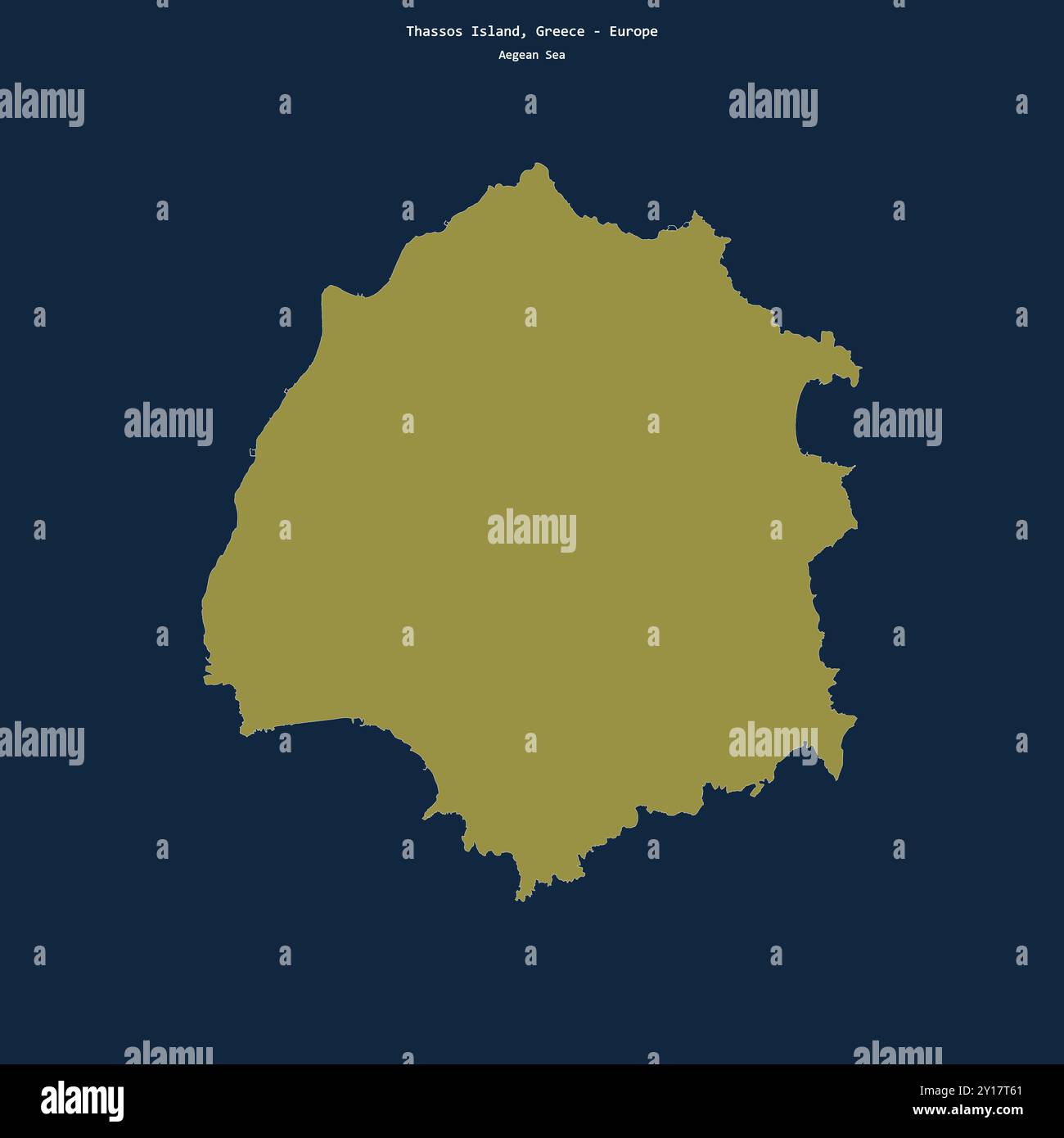 Shape of Thassos Island in the Aegean Sea, belonging to Greece Stock ...