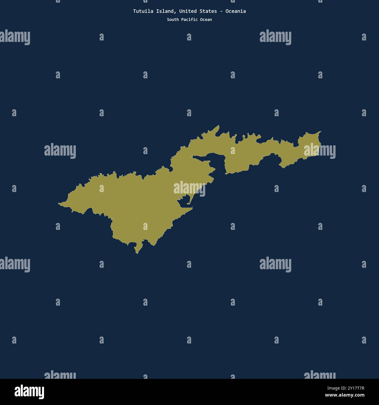Shape of Tutuila Island in the South Pacific Ocean, belonging to United ...