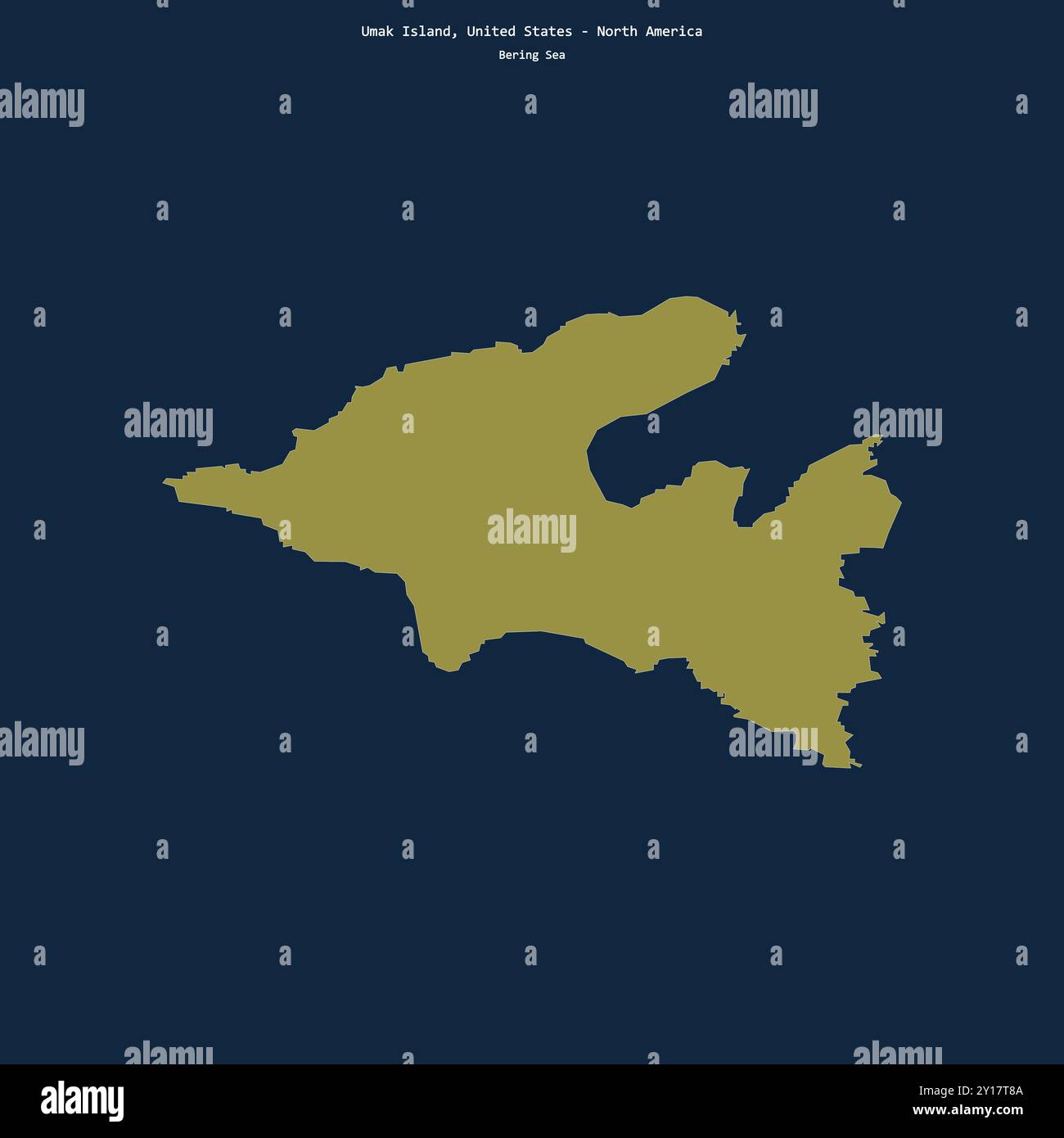 Shape of Umak Island in the Bering Sea, belonging to United States ...