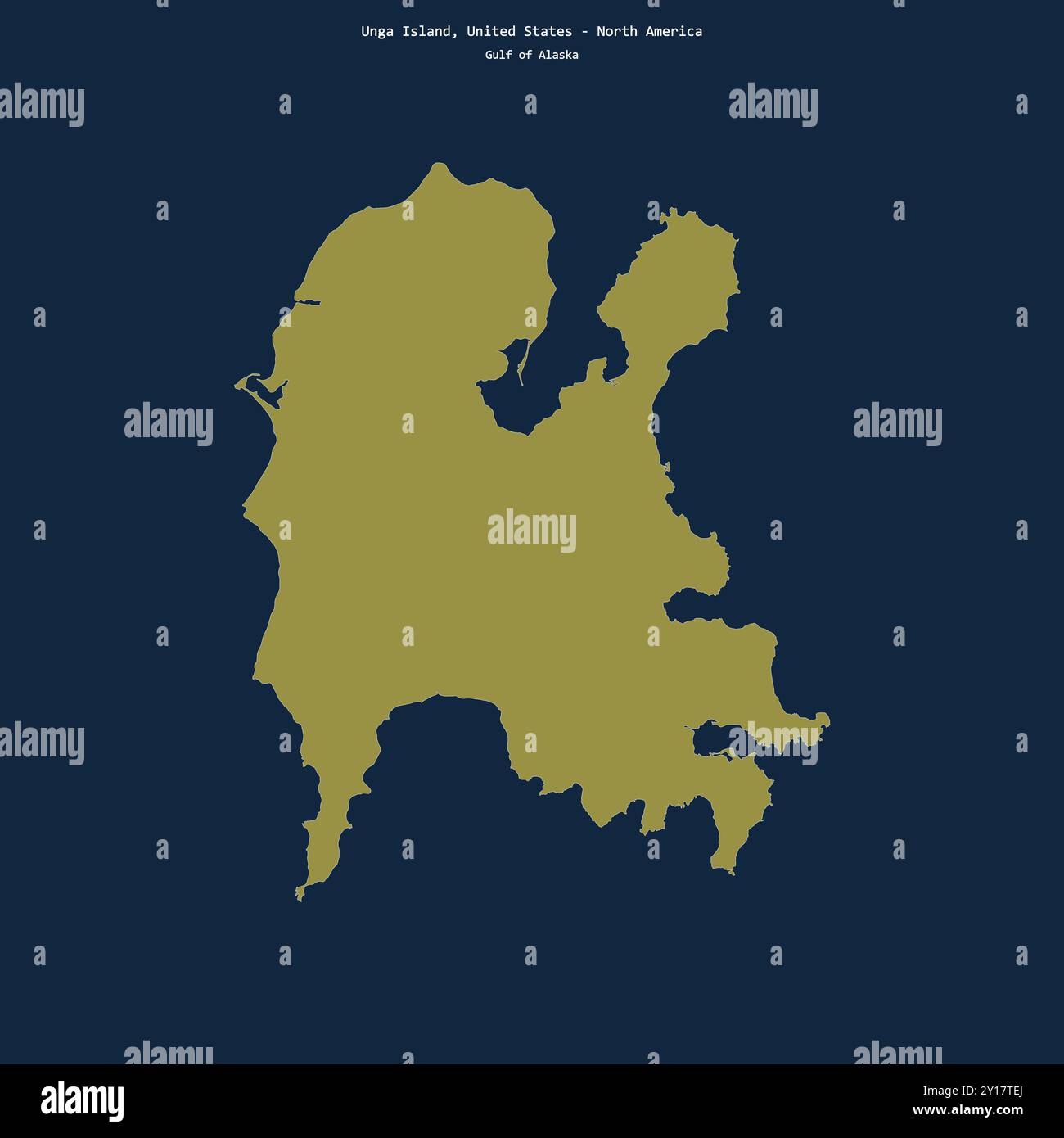 Shape of Unga Island in the Gulf of Alaska, belonging to United States ...