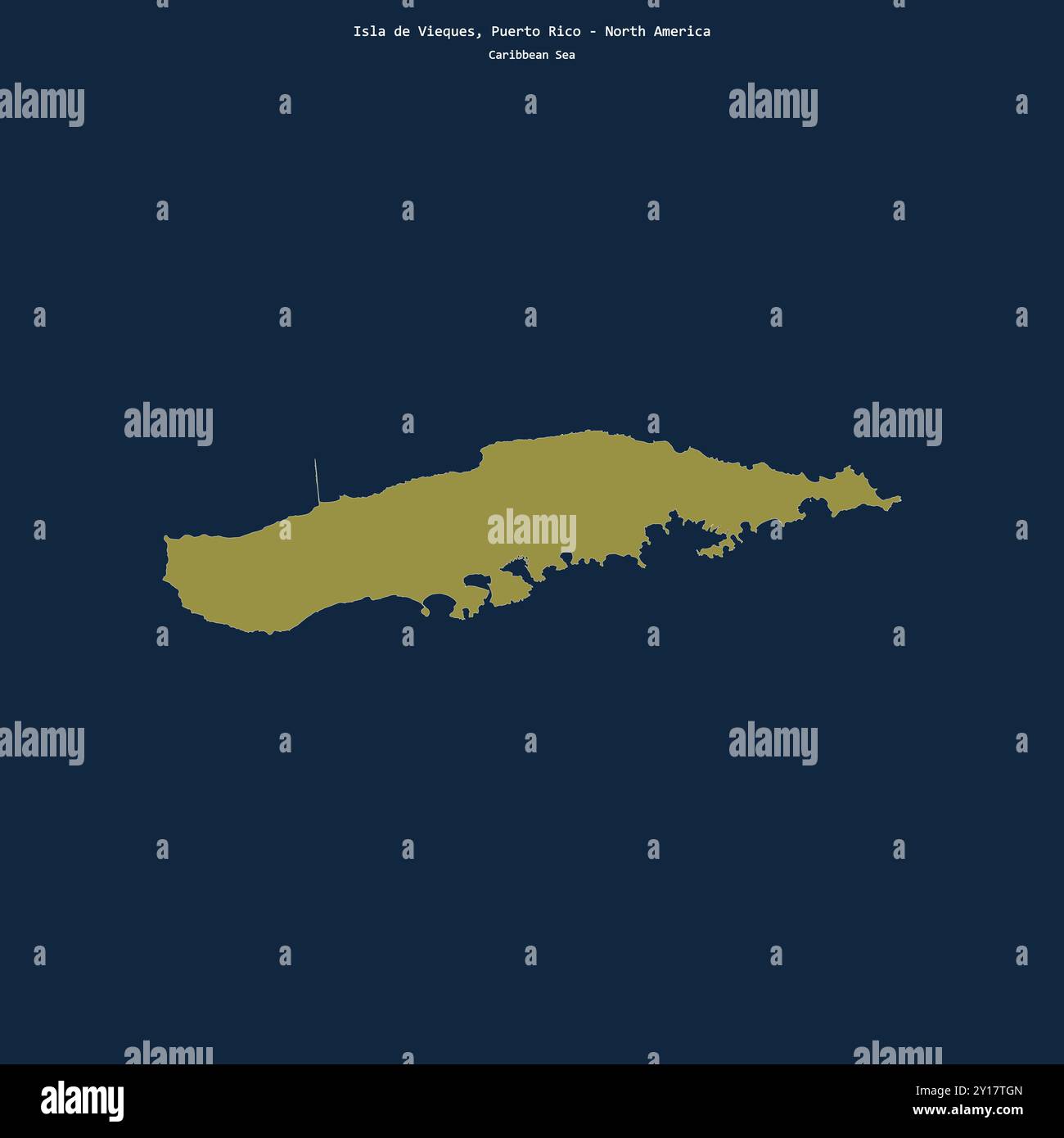Shape of Isla de Vieques in the Caribbean Sea, belonging to Puerto Rico ...