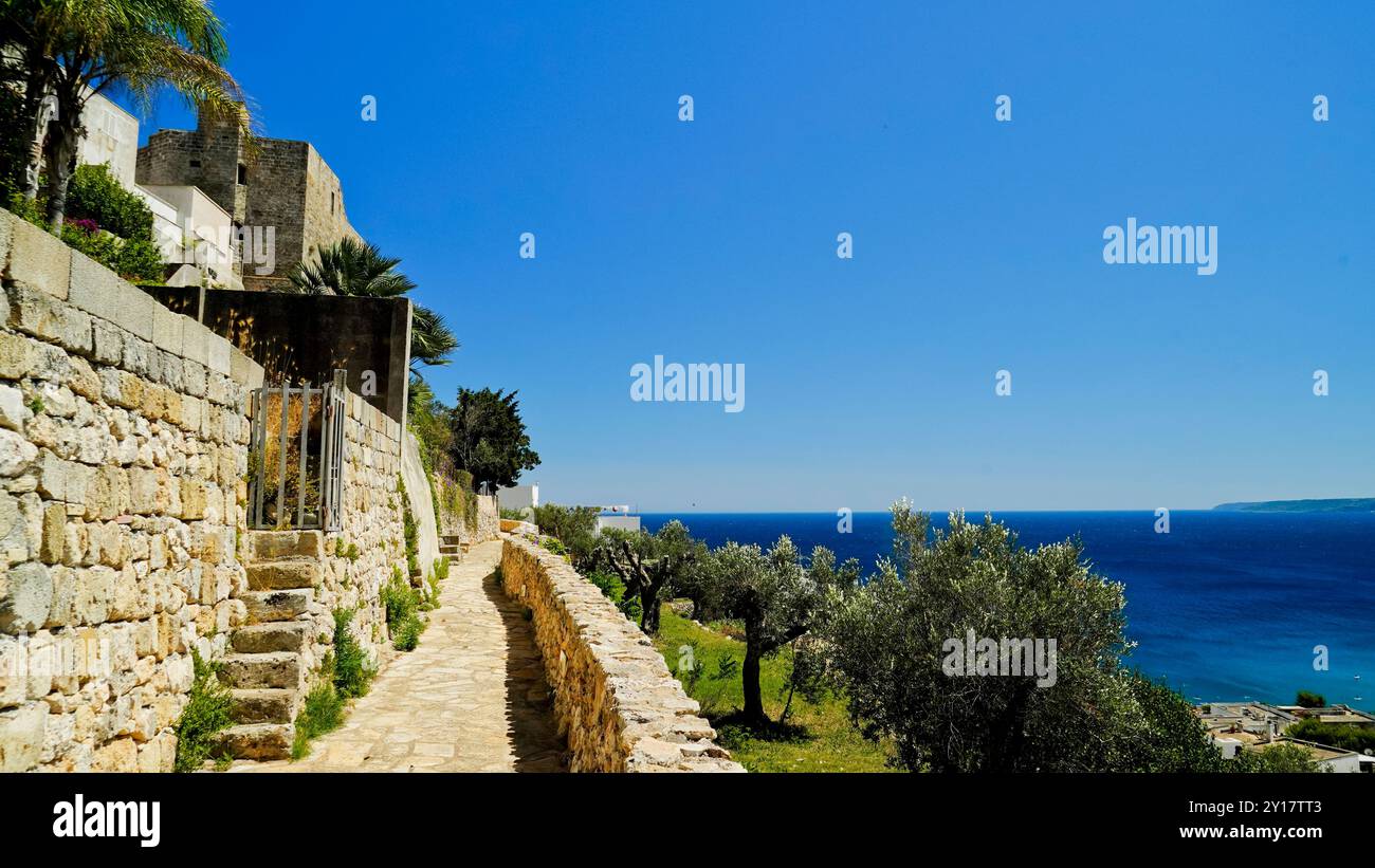 Ancient village and castle of Castro, Lecce,Puglia,Italy Stock Photo ...