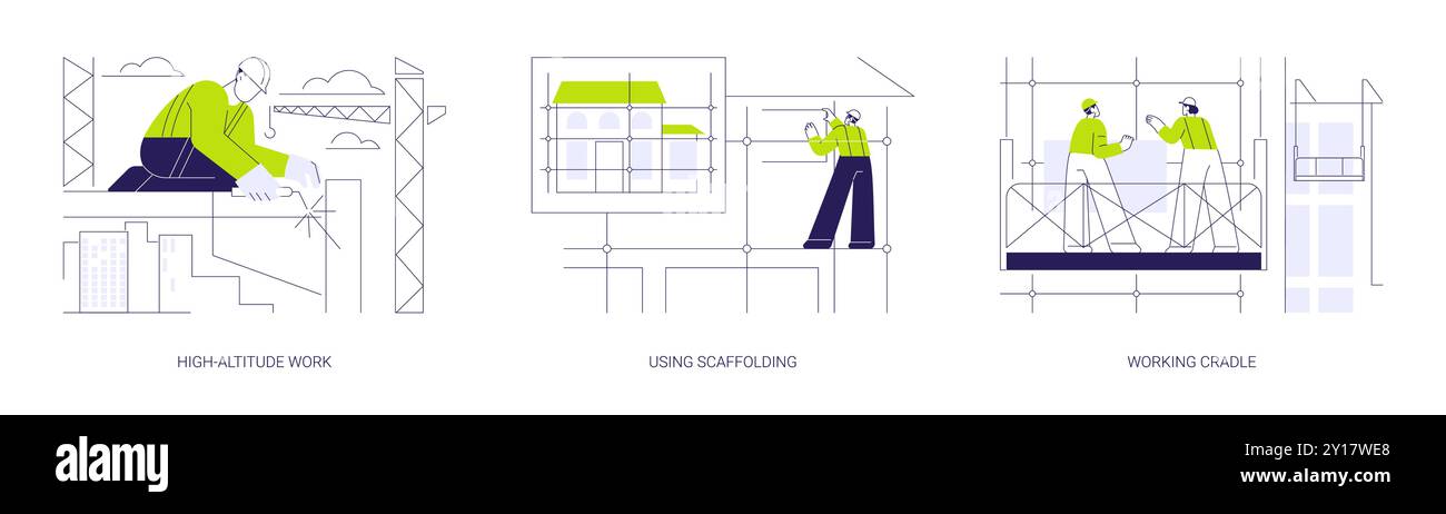 Construction works at height abstract concept vector illustrations ...