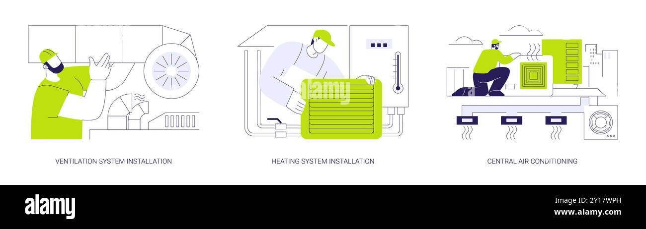 HVAC installation abstract concept vector illustrations Stock Vector ...