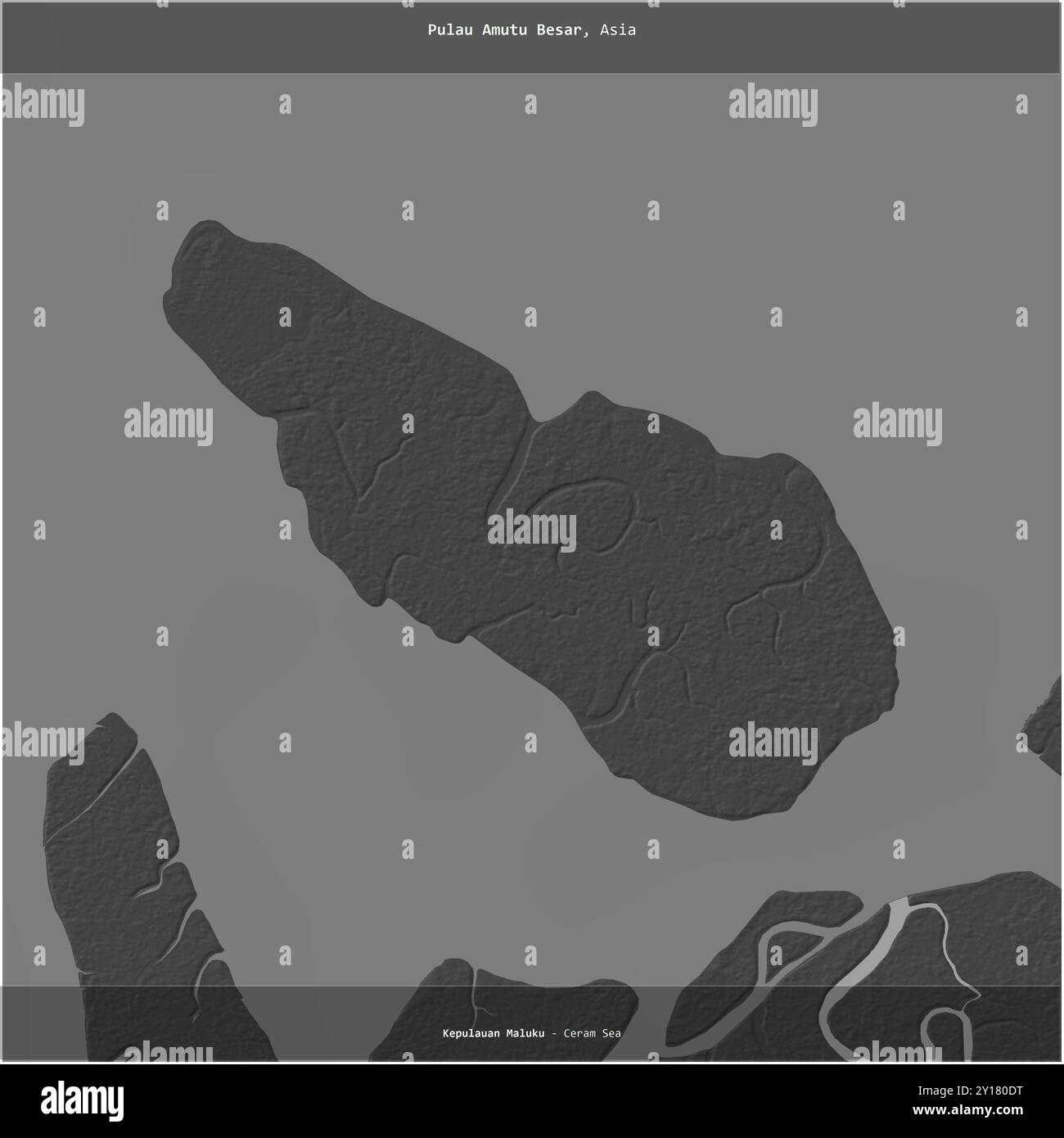 Pulau Amutu Besar in the Ceram Sea, belonging to Indonesia, cropped to ...