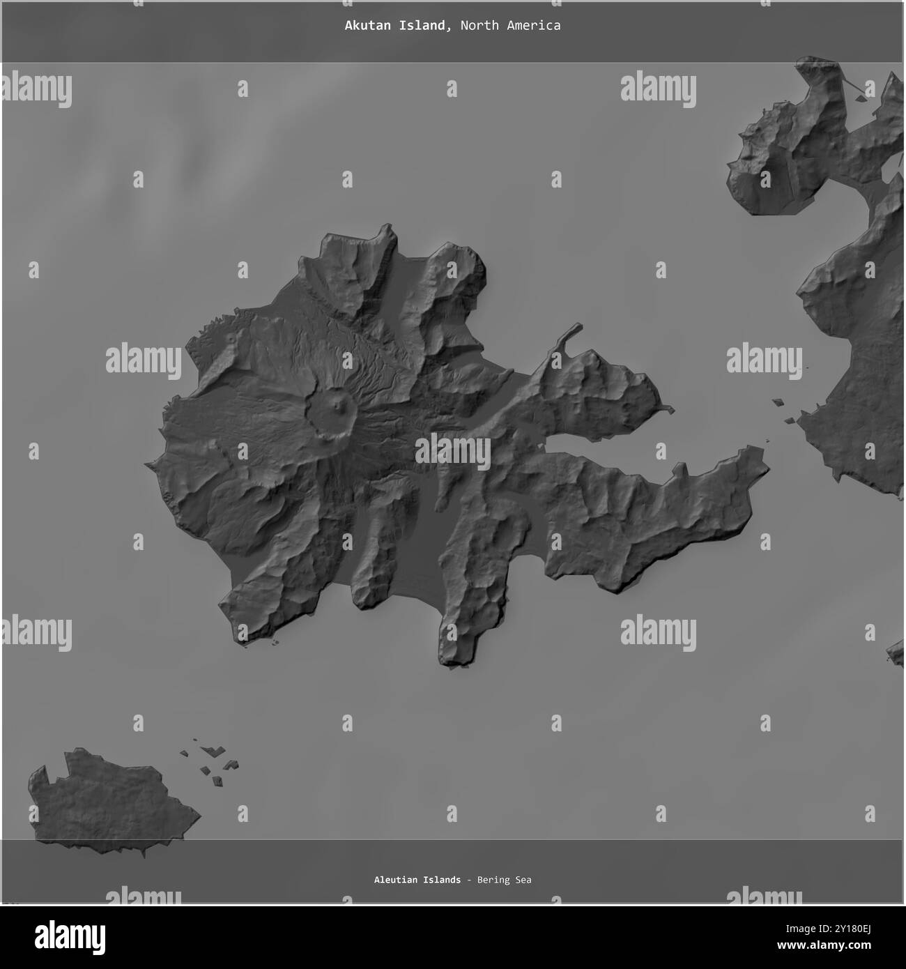 Akutan Island in the Bering Sea, belonging to United States, cropped to ...