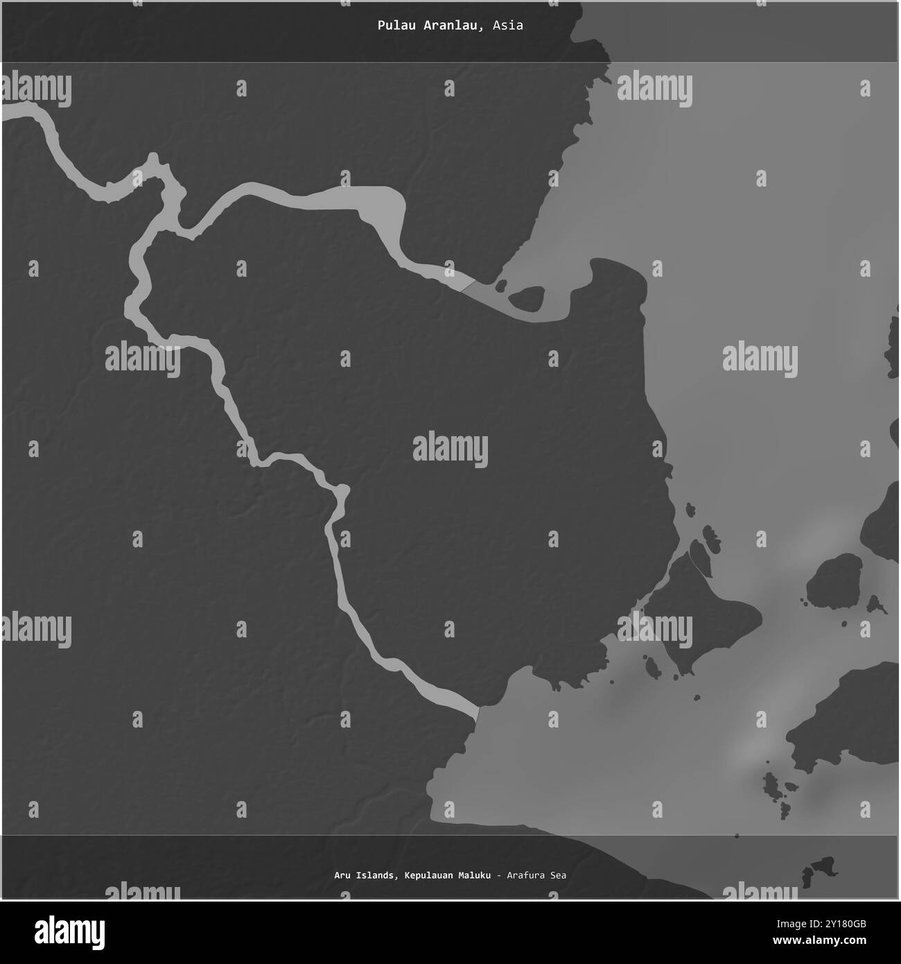 Pulau Aranlau in the Arafura Sea, belonging to Indonesia, cropped to ...