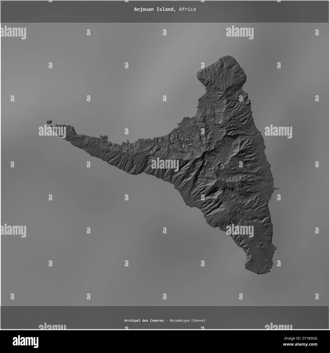 Anjouan Island in the Mozambique Channel, belonging to Comoros, cropped ...