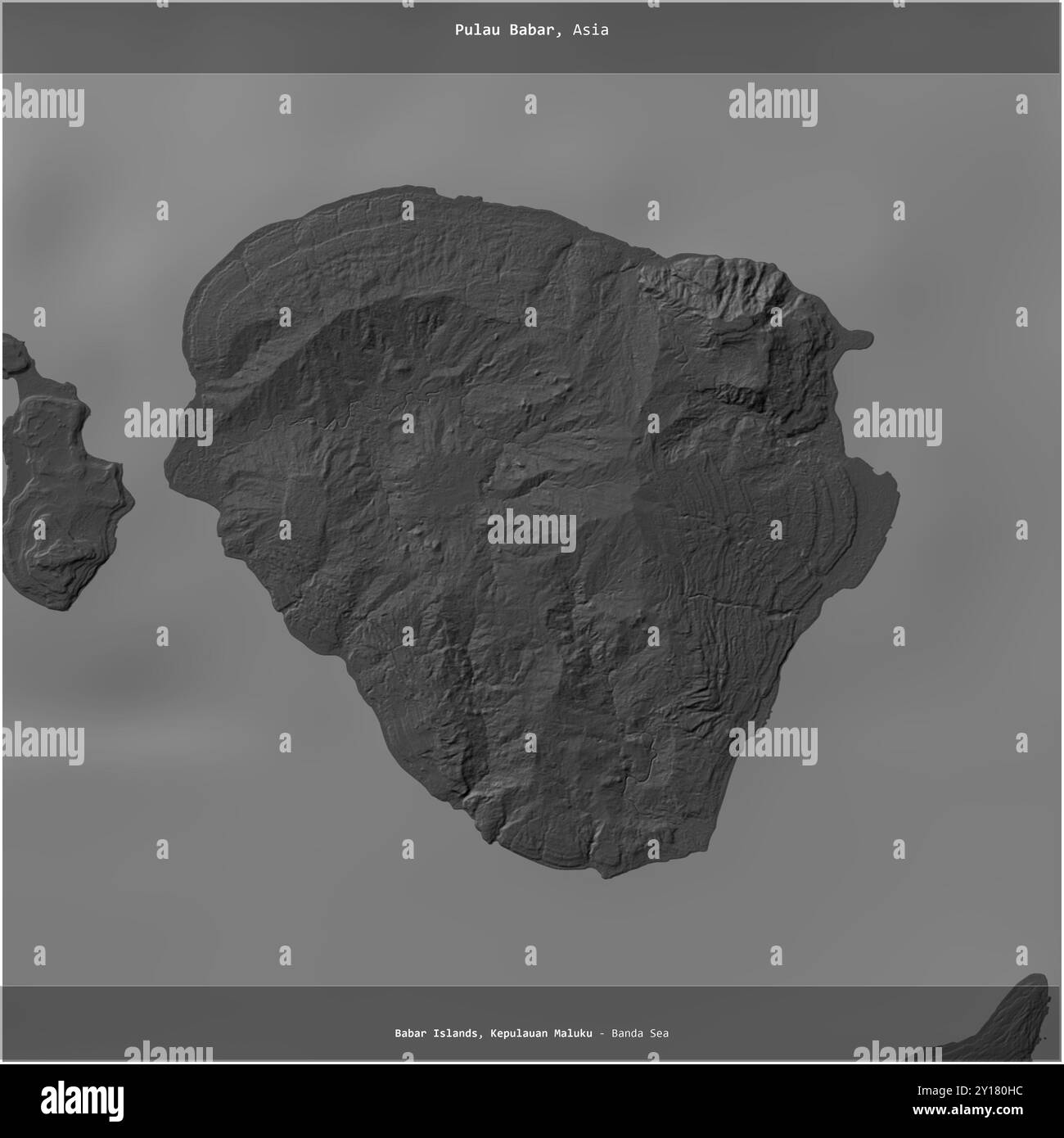 Pulau Babar in the Banda Sea, belonging to Indonesia, cropped to square ...