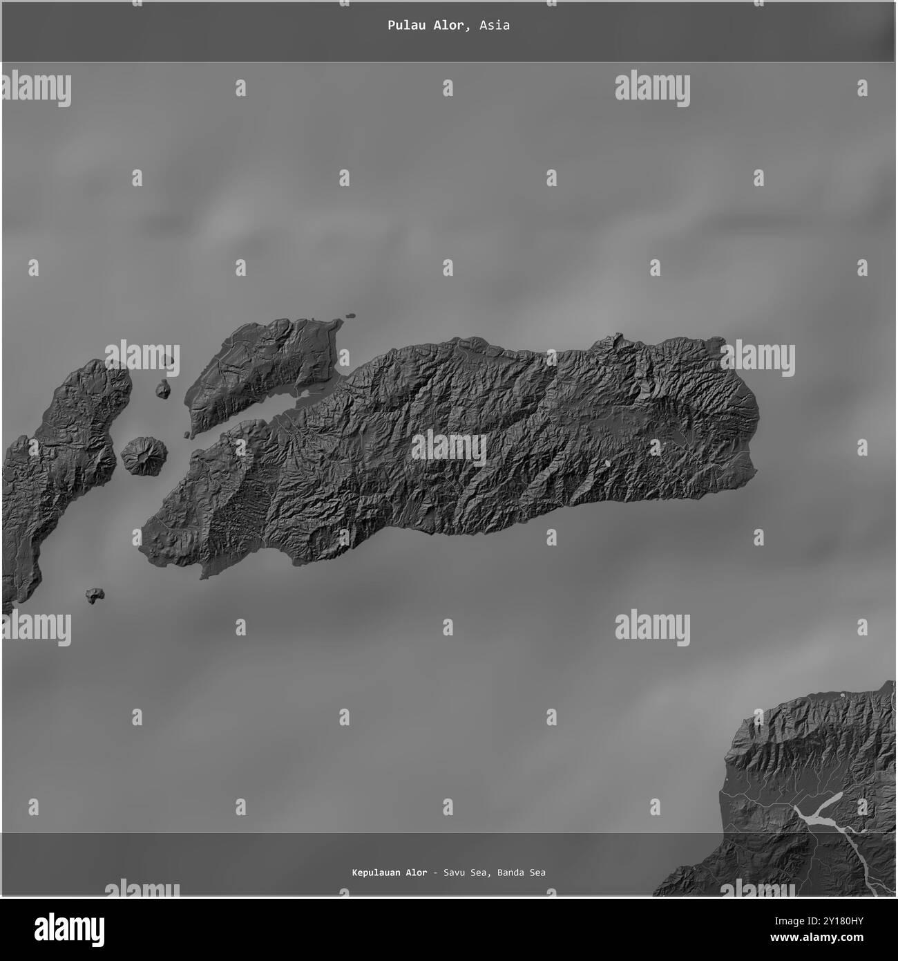 Pulau Alor in the Savu Sea, belonging to Indonesia, cropped to square ...