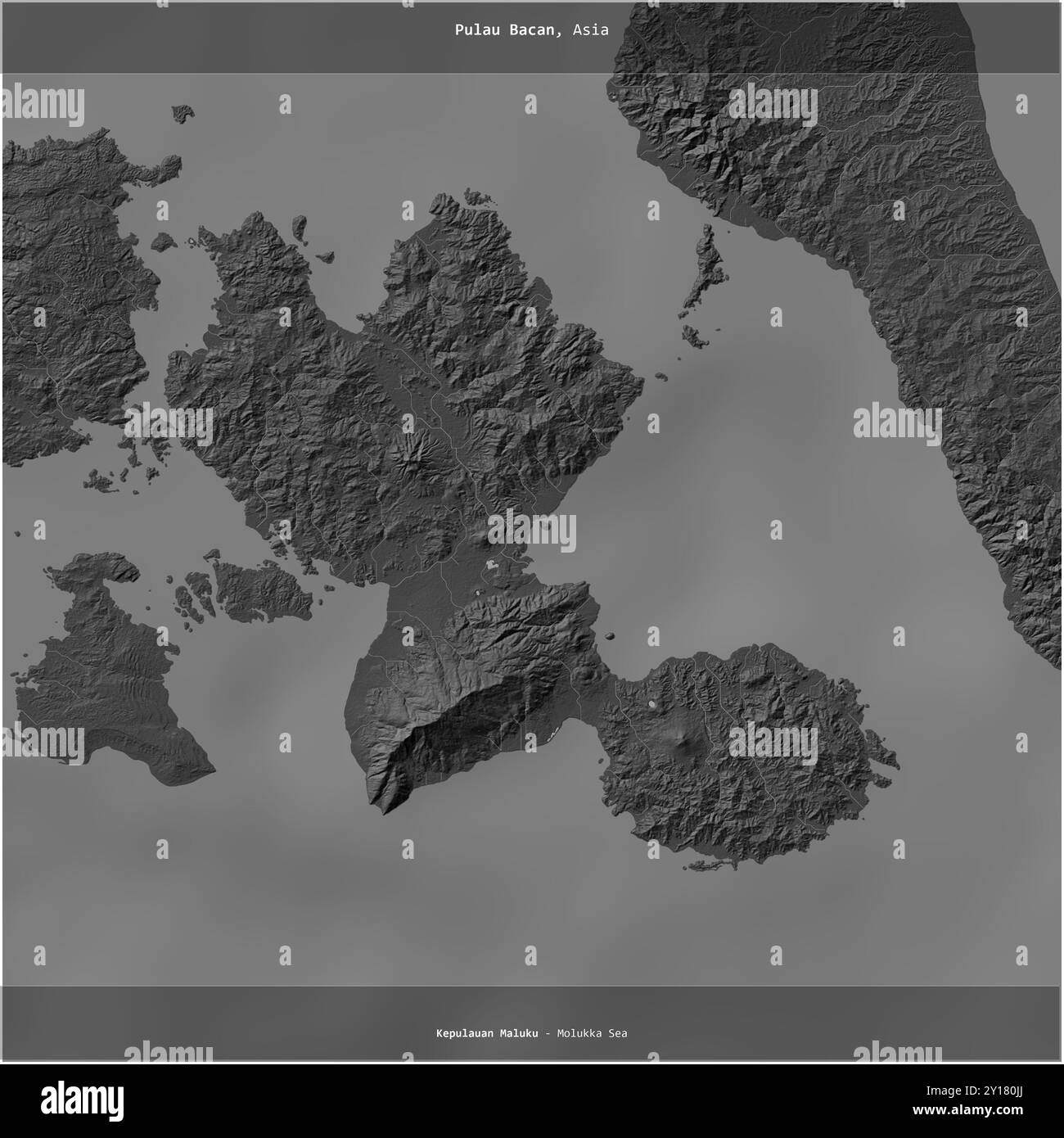 Pulau Bacan in the Molukka Sea, belonging to Indonesia, cropped to ...