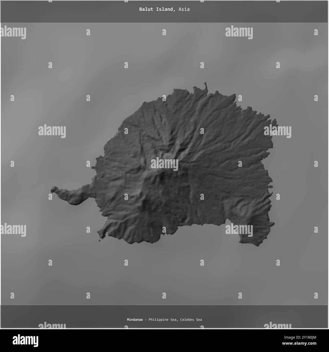 Balut Island in the Celebes Sea, belonging to Philippines, cropped to square on a bilevel ...