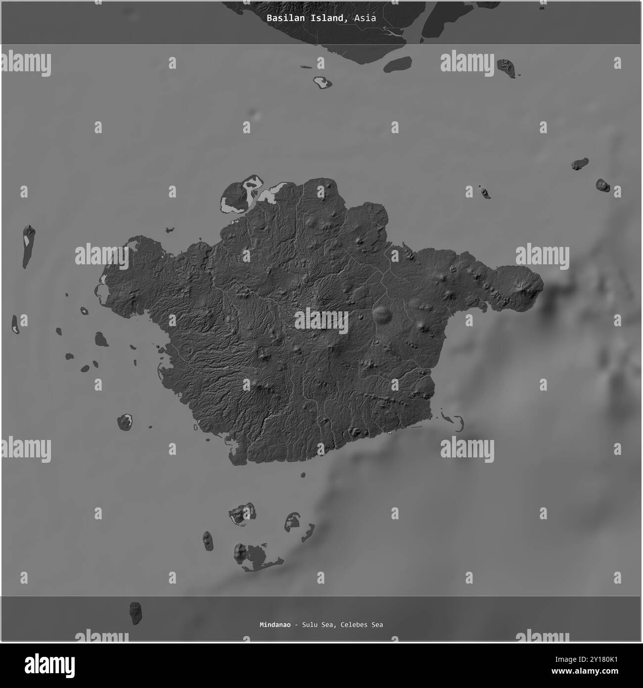 Basilan Island in the Sulu Sea, belonging to Philippines, cropped to ...
