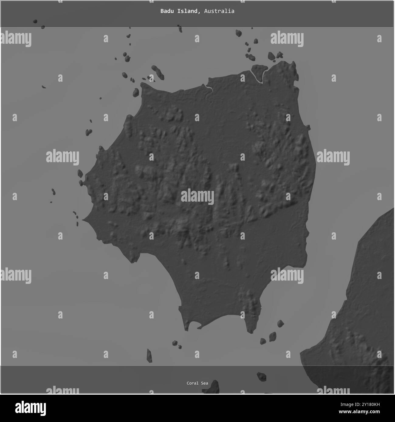 Badu Island in the Coral Sea, belonging to Australia, cropped to square ...
