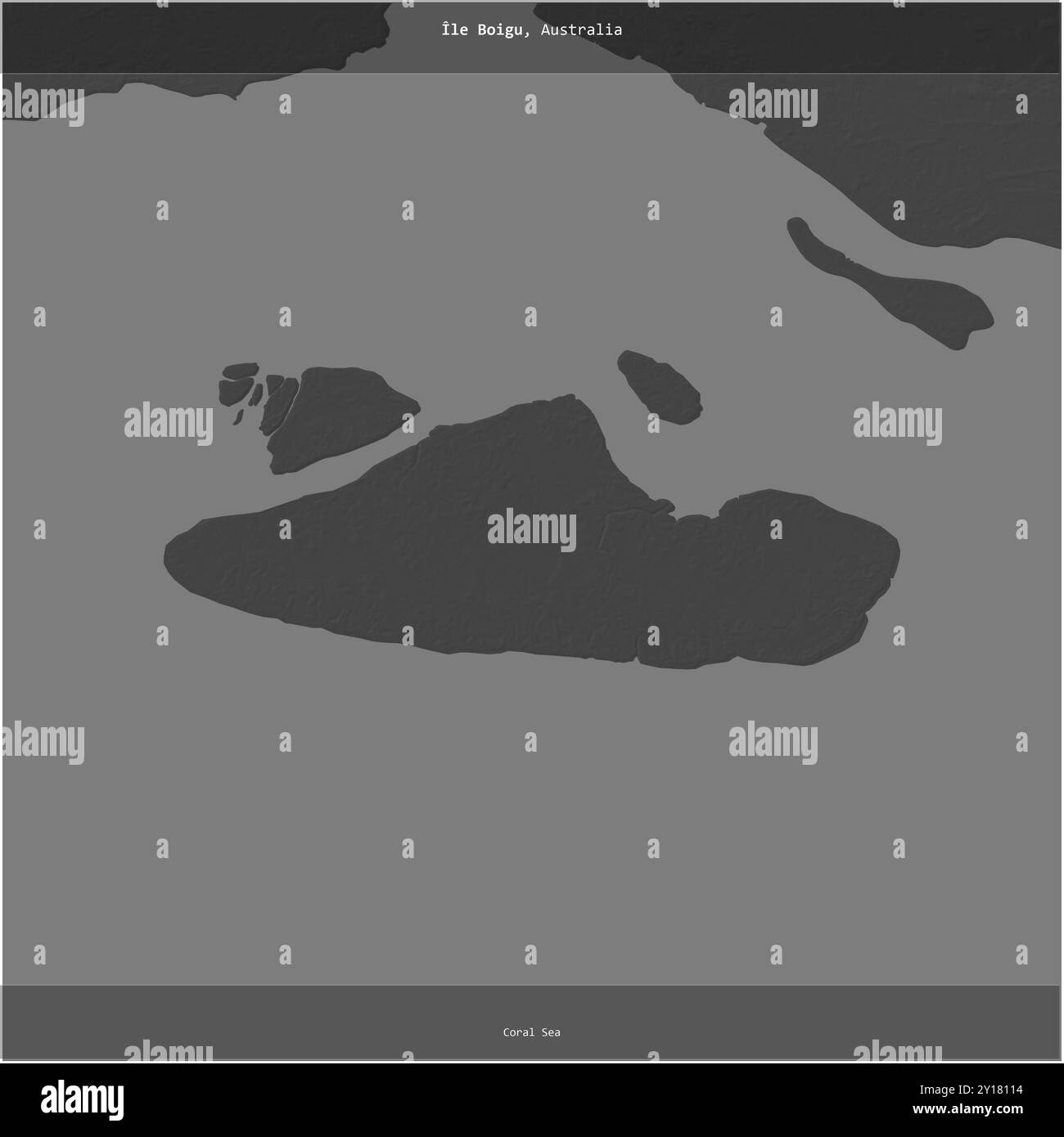 Ile Boigu in the Coral Sea, belonging to Australia, cropped to square ...