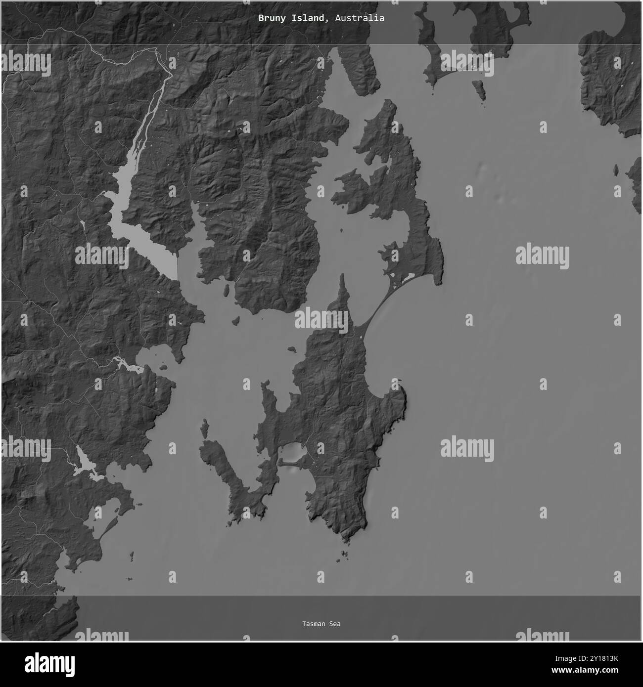 Bruny Island in the Tasman Sea, belonging to Australia, cropped to ...