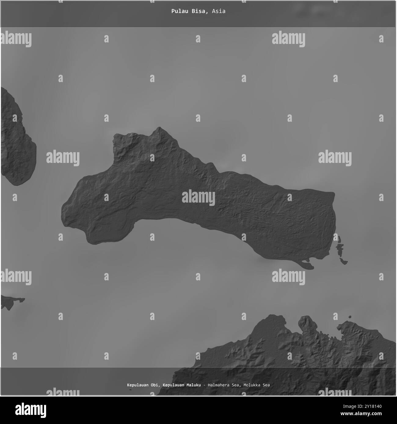 Pulau Bisa in the Molukka Sea, belonging to Indonesia, cropped to ...