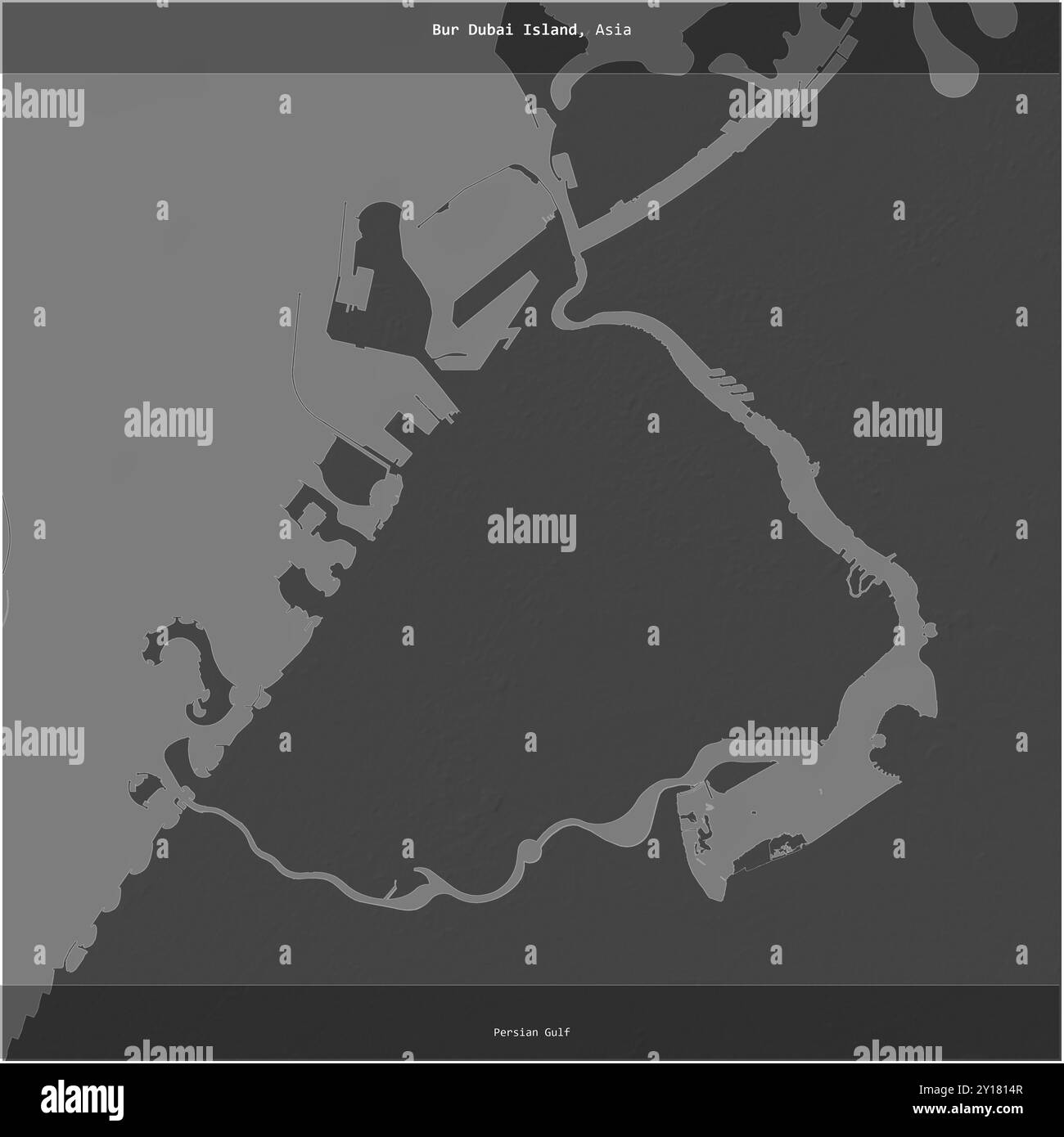 Bur Dubai Island in the Persian Gulf, belonging to United Arab Emirates ...
