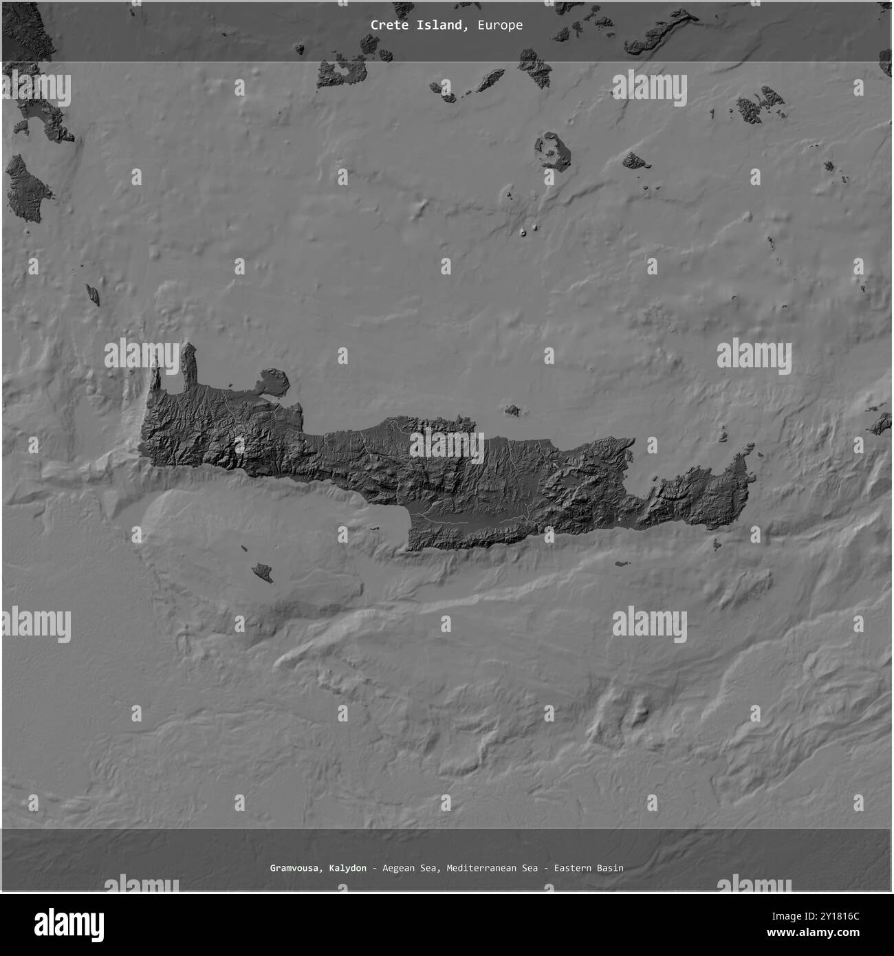 Crete Island in the Aegean Sea, belonging to Greece, cropped to square ...