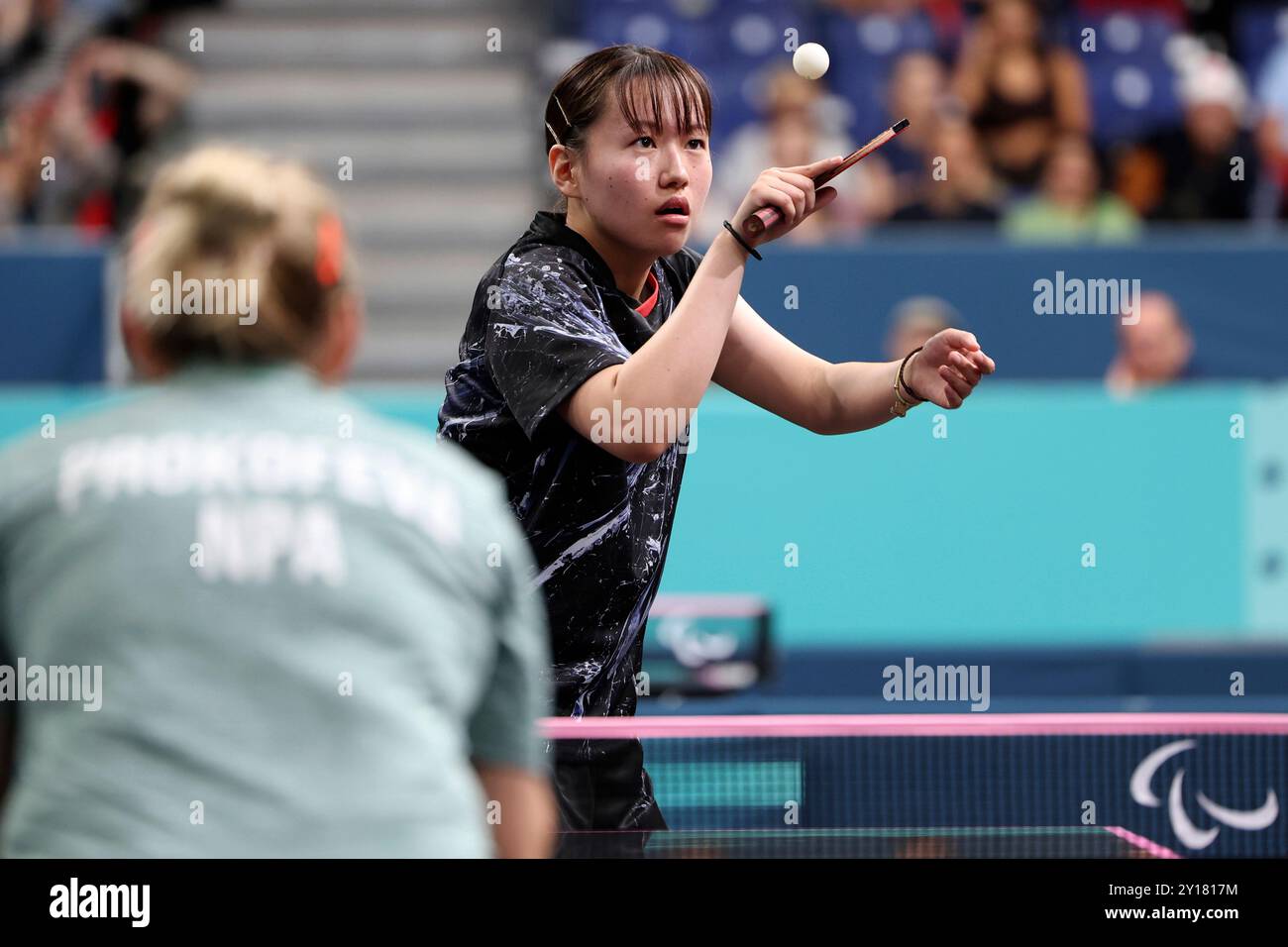 Natsuki Wada, of Japan, competes in the WS11 Women's Singles Table ...